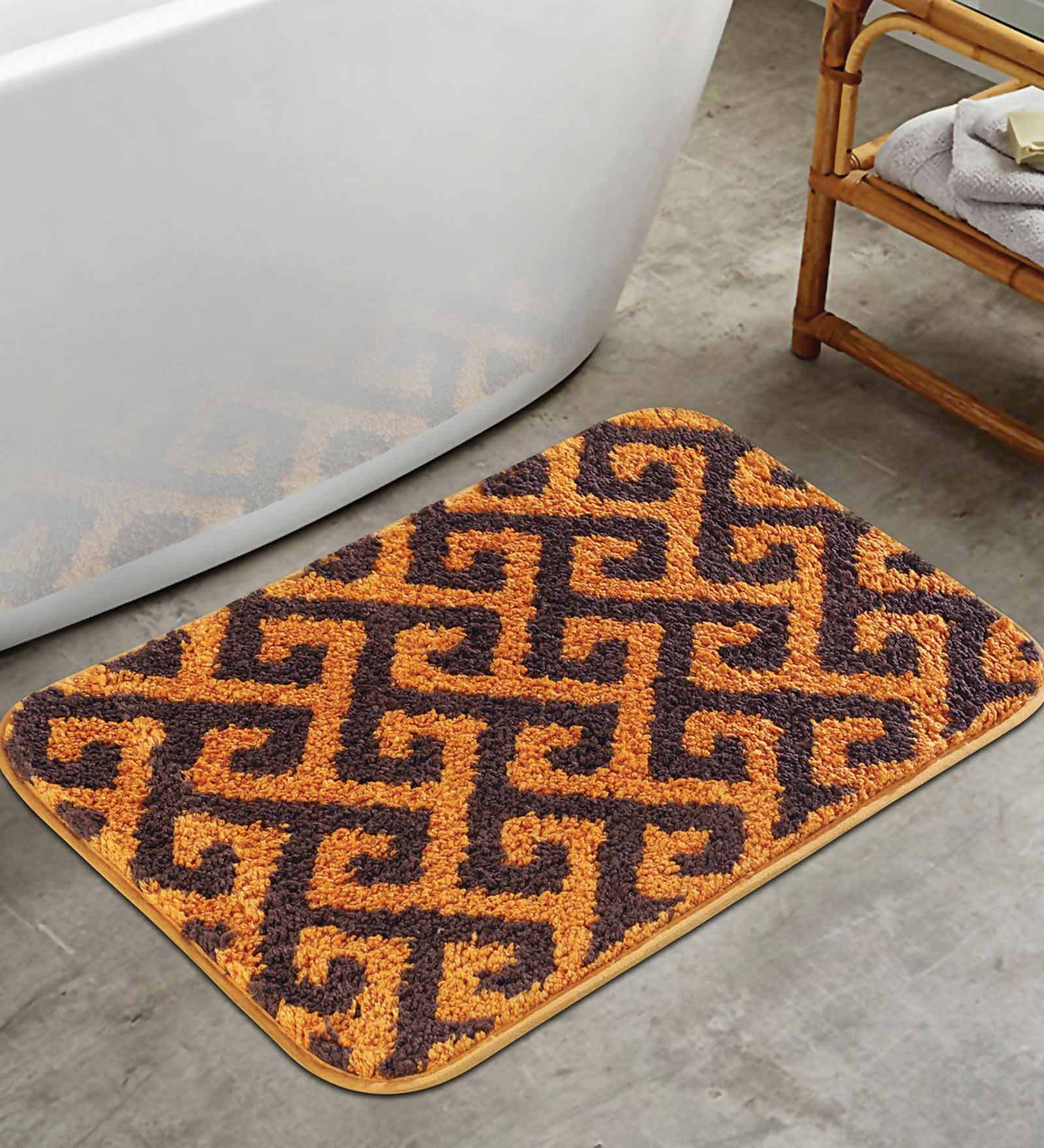 Buy Orange Traditional Polyester 28x20 Inches AntiSkid Bath Mat at 30% ...