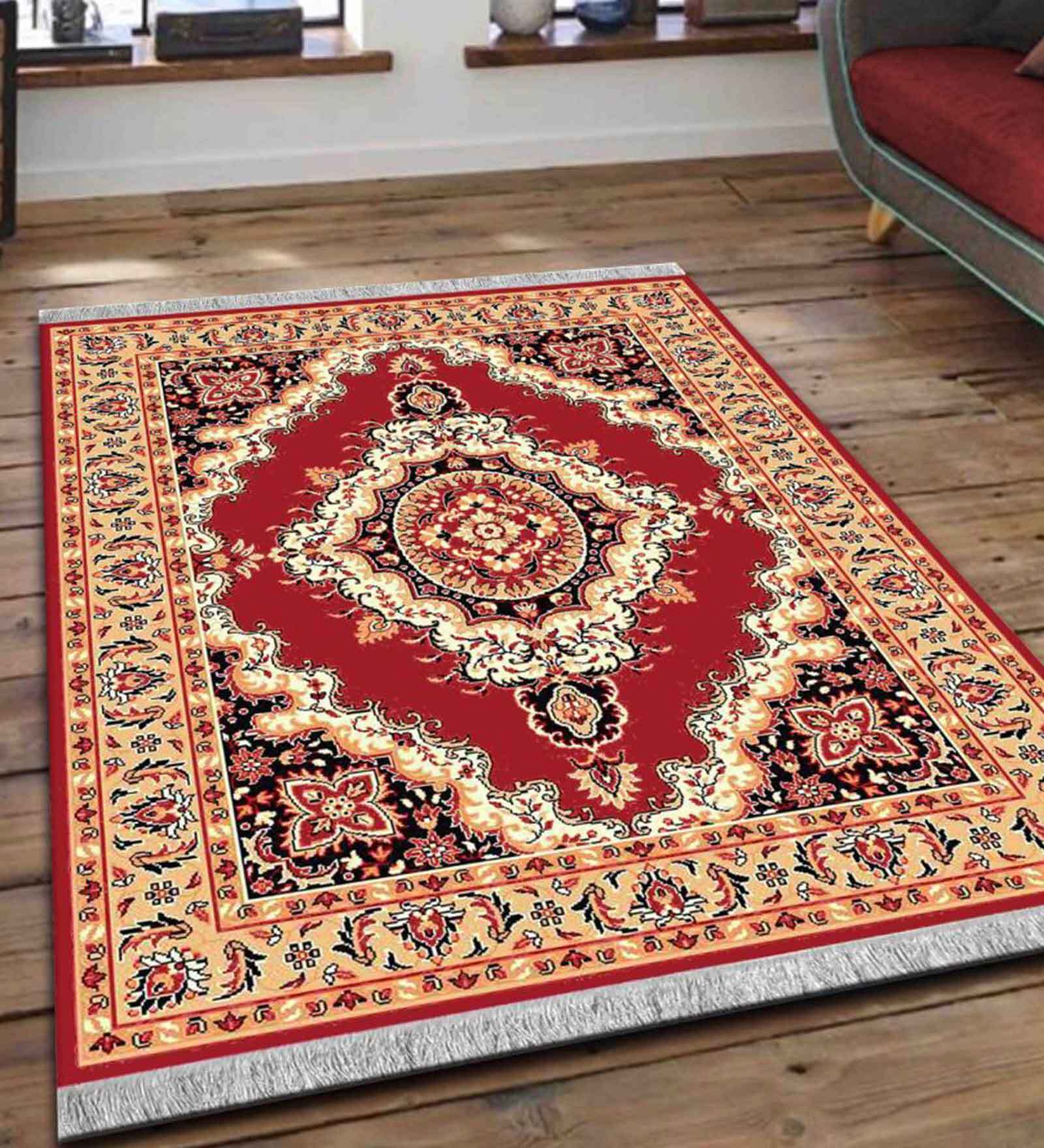 Buy Red Persian Acrylic 8 ft x 10 ft Machine Made Carpet at 31% OFF by ...