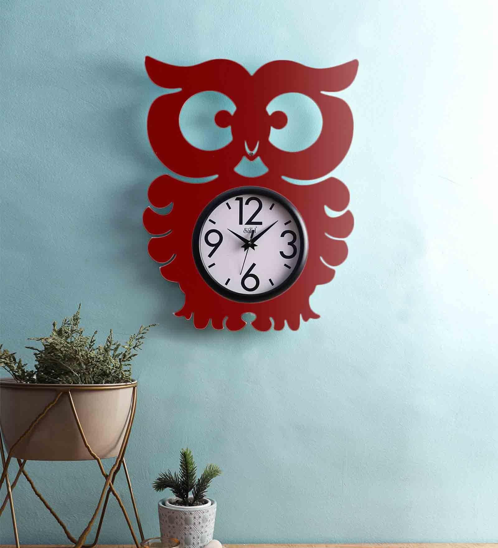 Buy Red And Black Wooden Silent Sweep Mechanism Wall Clock at 43% OFF ...