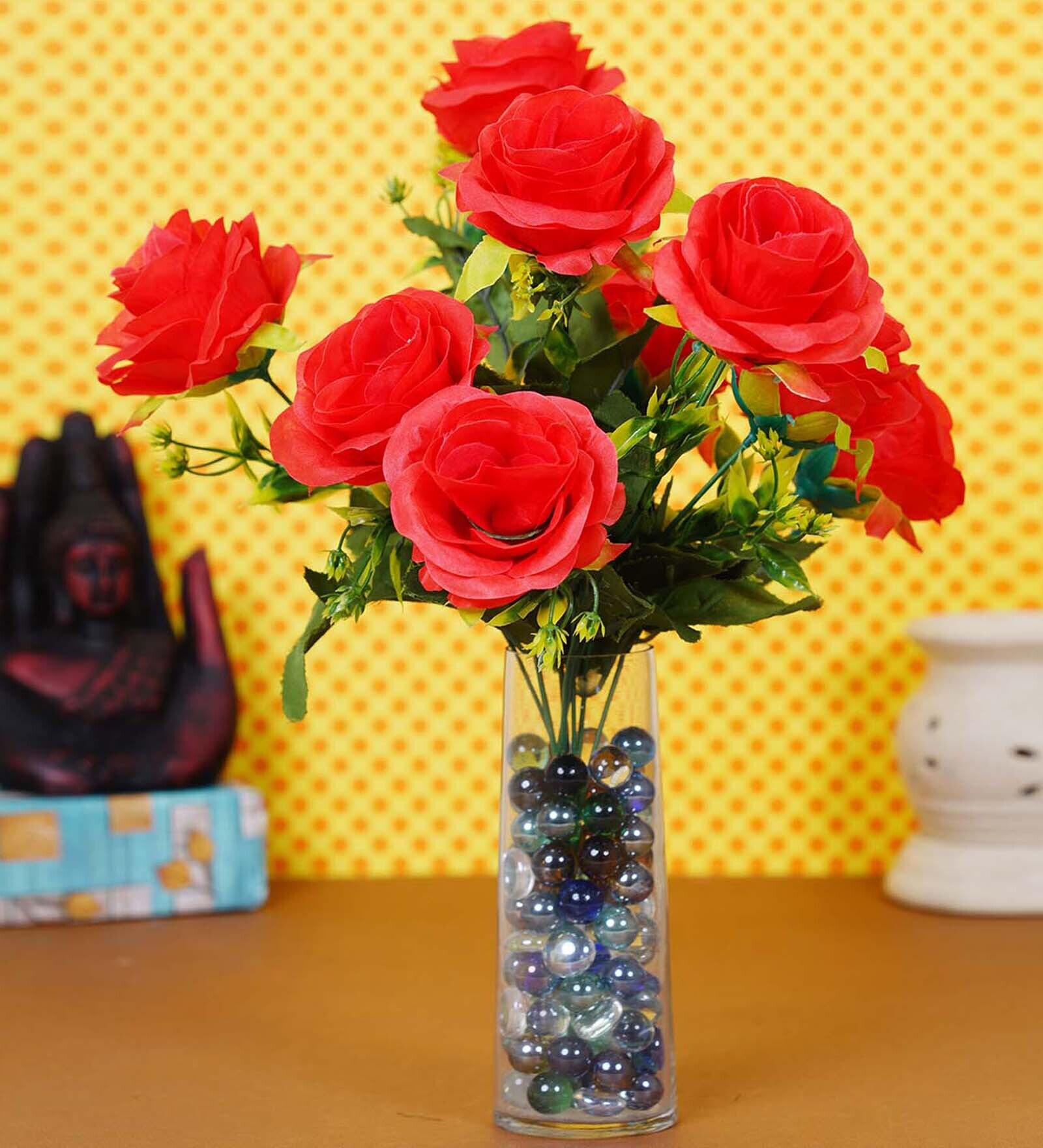 Buy Red Fabric & Plastic Decorative Artificial Flowers at 39% OFF by ...