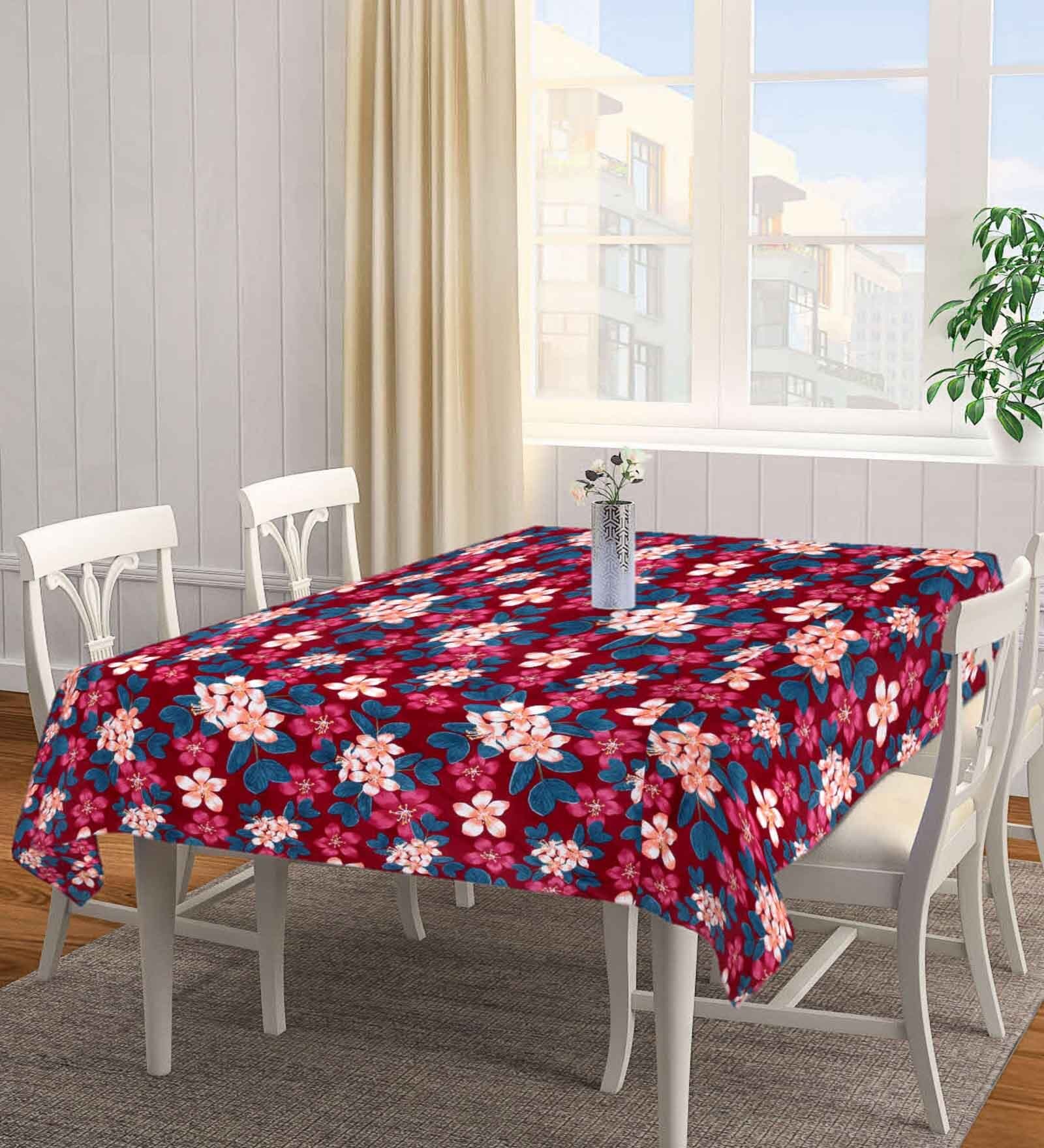 Buy Red Blended Cotton Floral 90x60 Inches Table linen at 72% OFF by ...