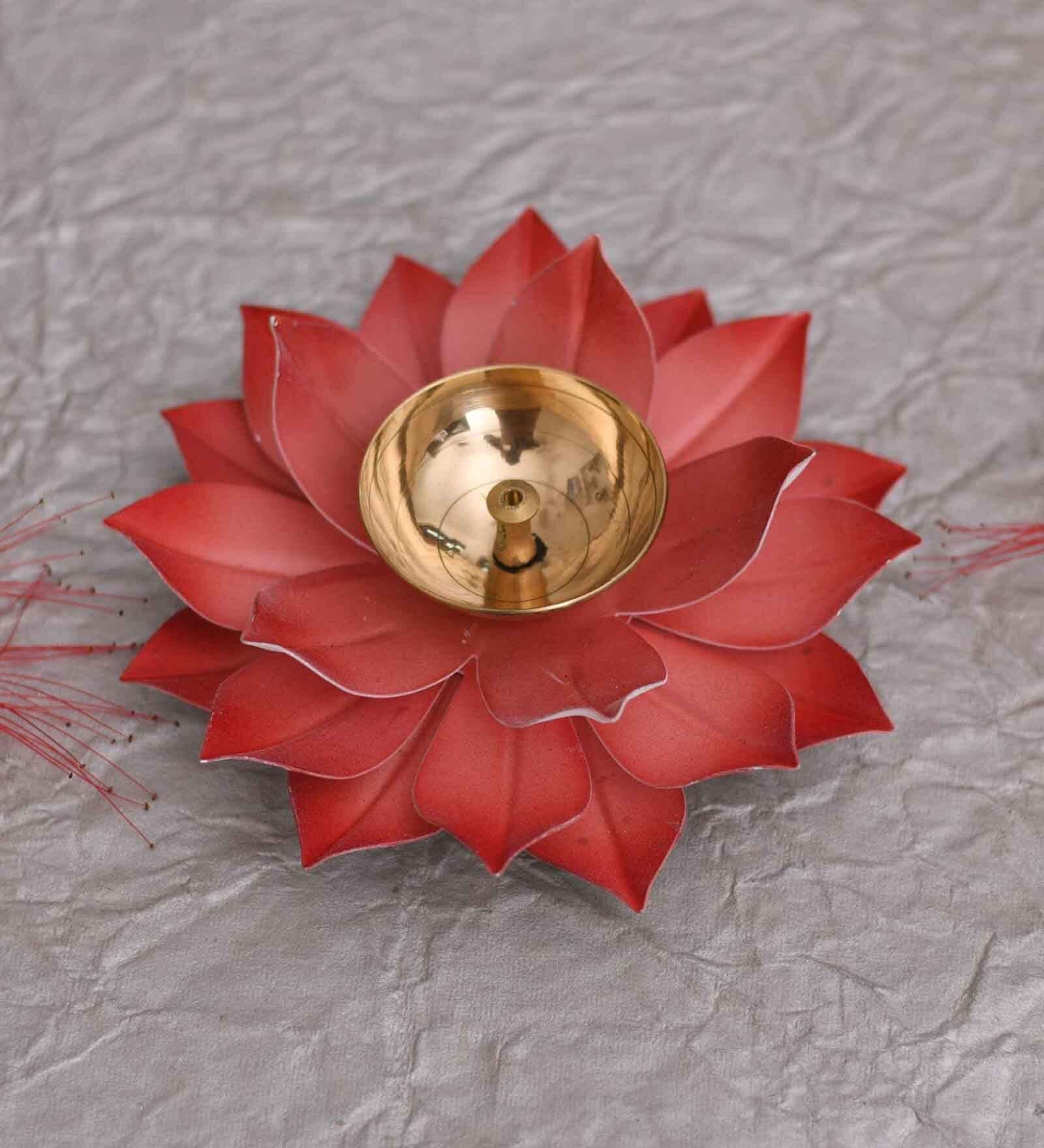 Buy Red Brass Diya at 21% OFF by CraftVatika | Pepperfry
