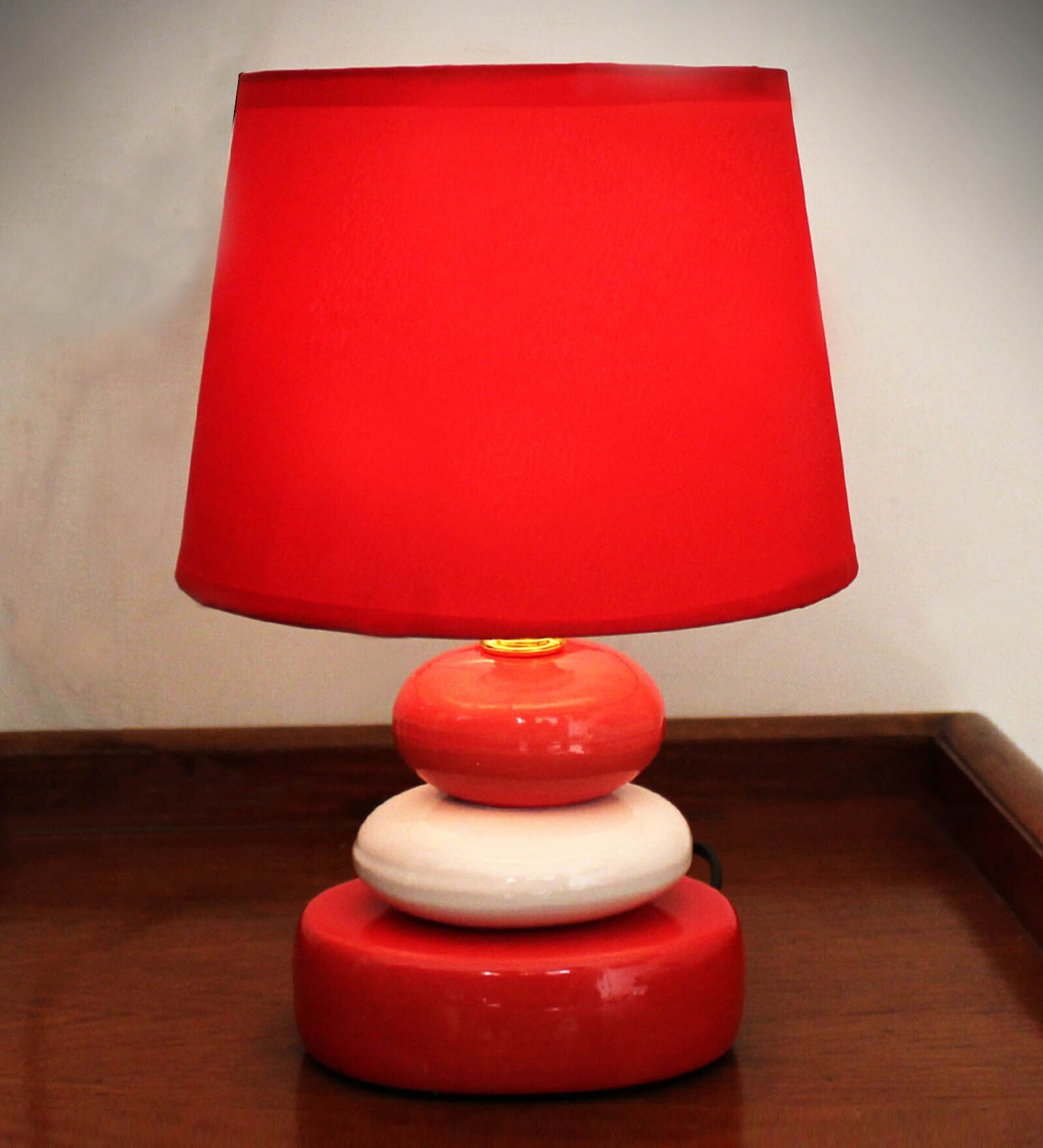 Buy Red Contemporary Table Lamp Shade With Ceramic Base at 33% OFF by ...