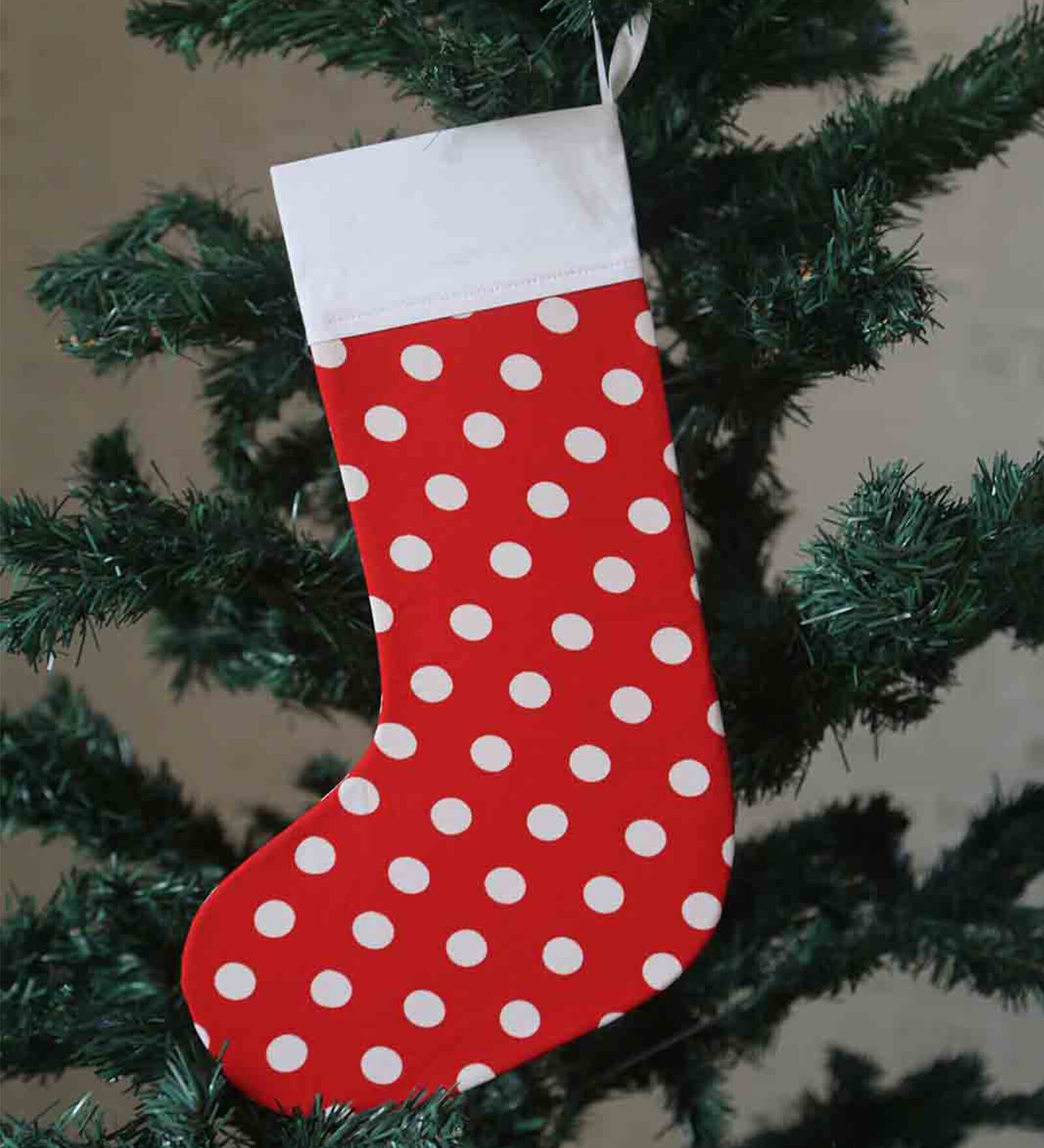 Buy Red Cotton 1 Pc Polka Dot Christmas Stocking By My Gift Booth at 74 ...