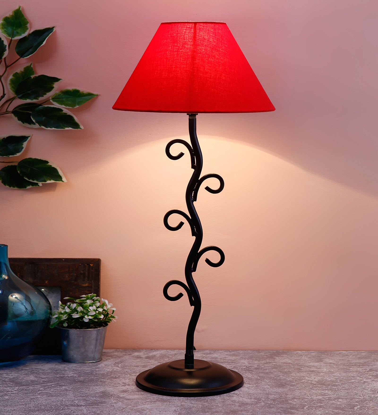 Buy Red Cotton Abstract Table lamp at 55% OFF by New Era | Pepperfry