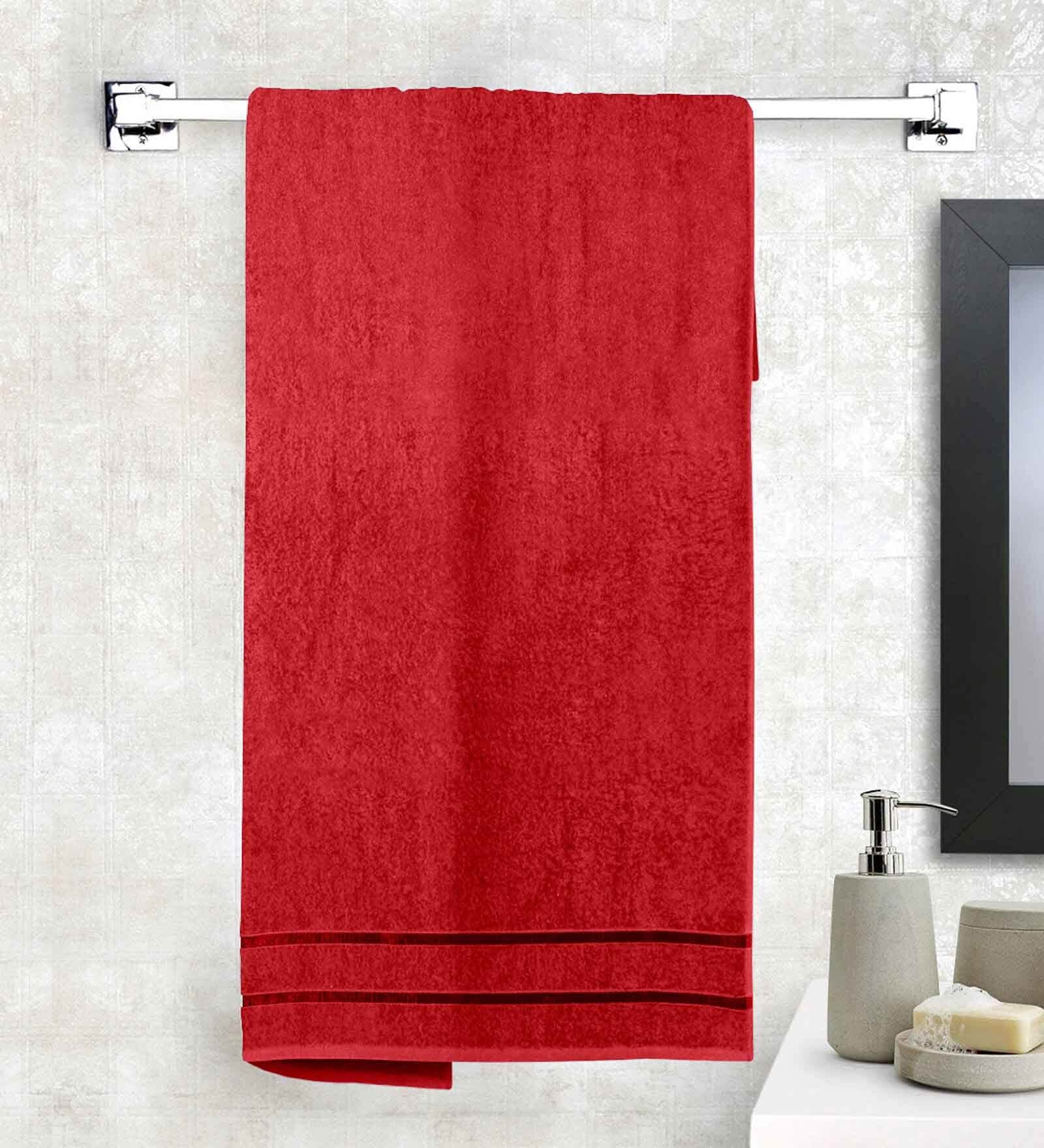 Buy Red Cotton Solid 450 GSM Bath Towel at 69% OFF by Story@Home ...