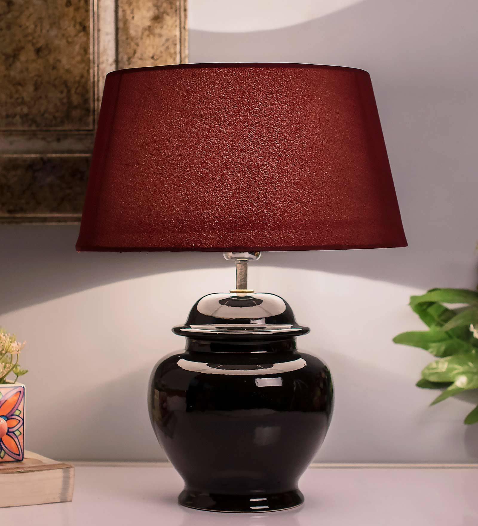 Buy Red Fabric Ceramic Pot Table Lamp by AYMH at 44% OFF by AYMH ...