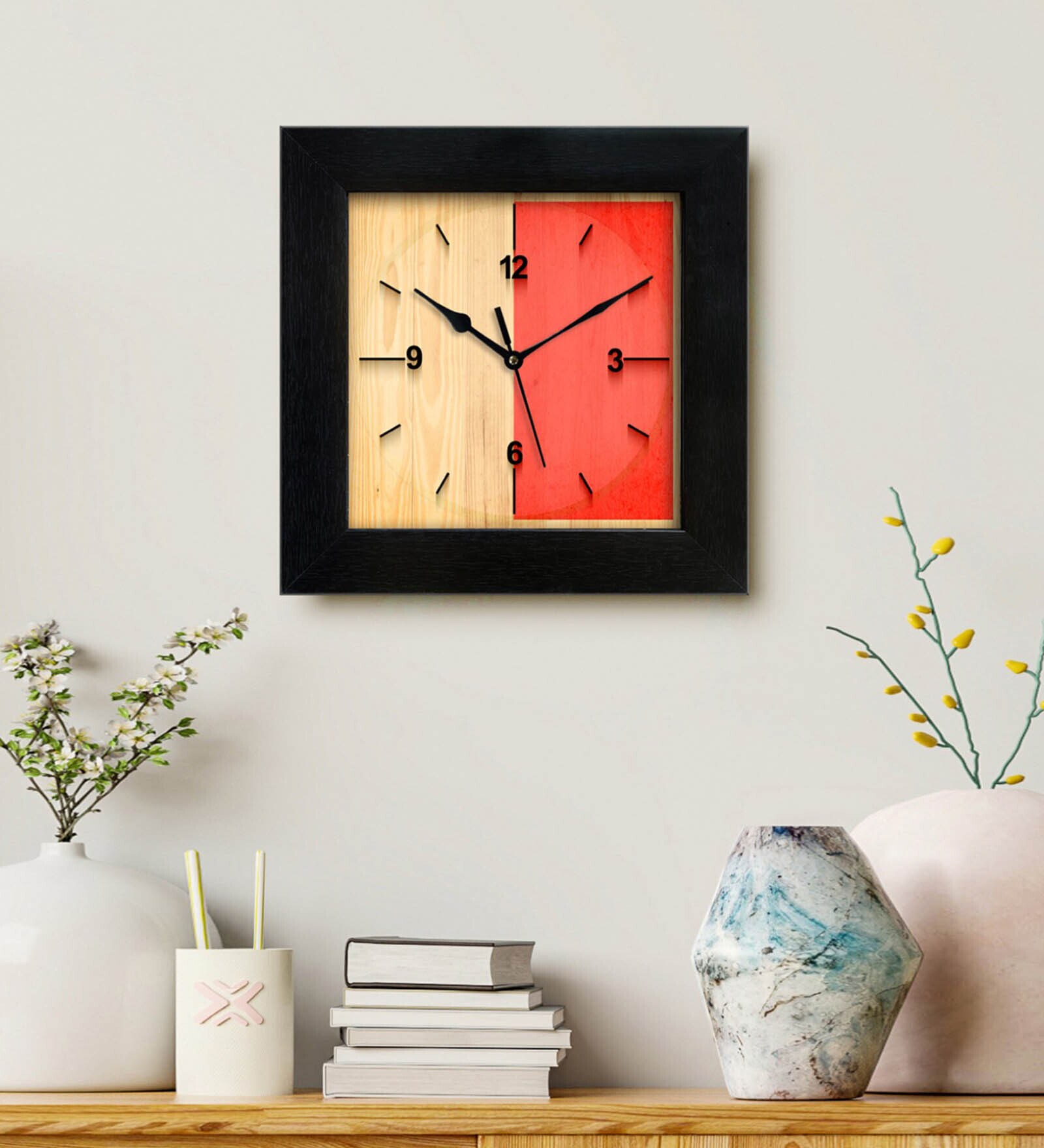 Buy Modern Red Fiber Square Wall Clock at 31% OFF by 999Store | Pepperfry