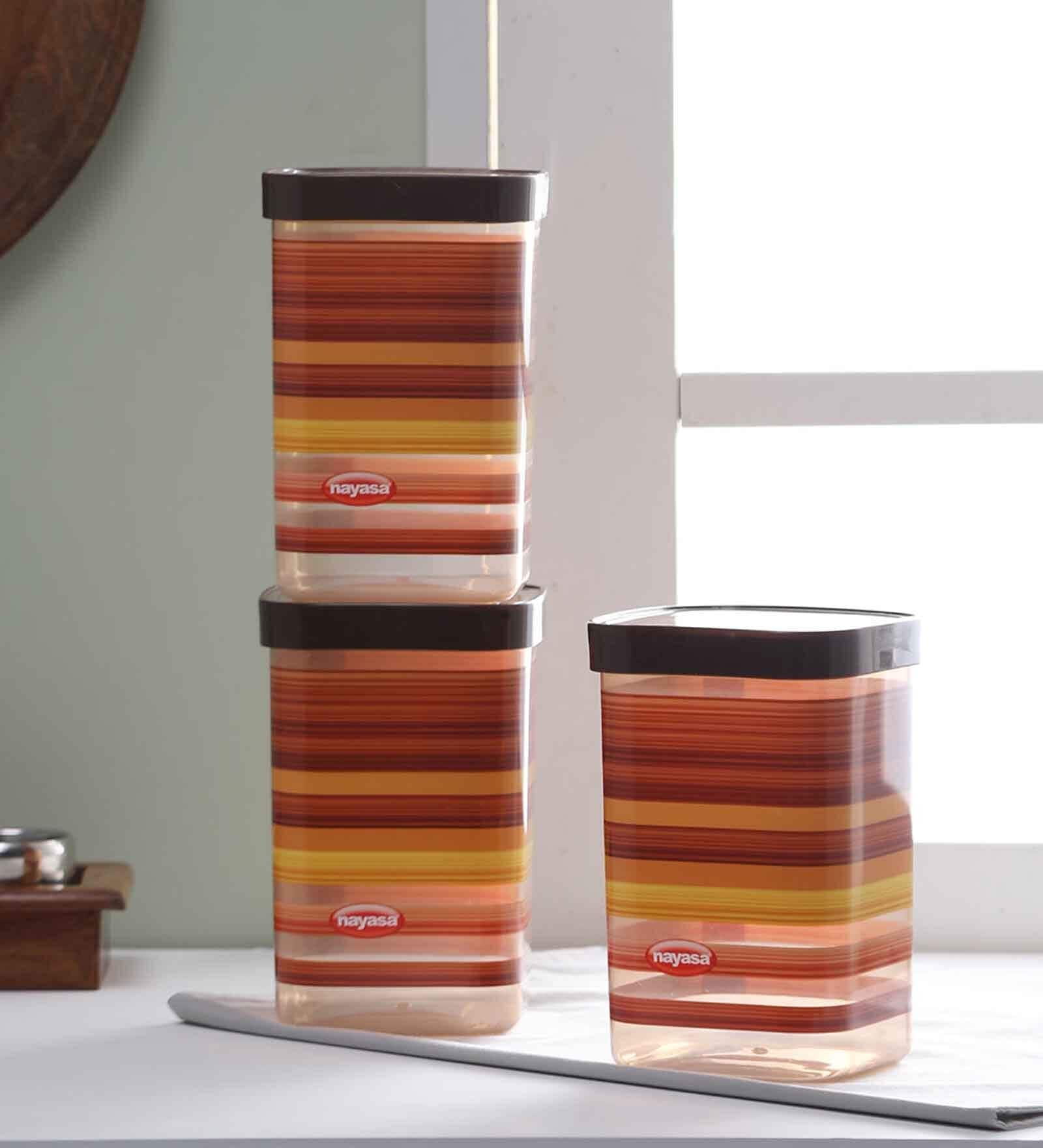 Buy Red Fusion Plastic Container (Set of 3) by Nayasa Online - Jars and ...