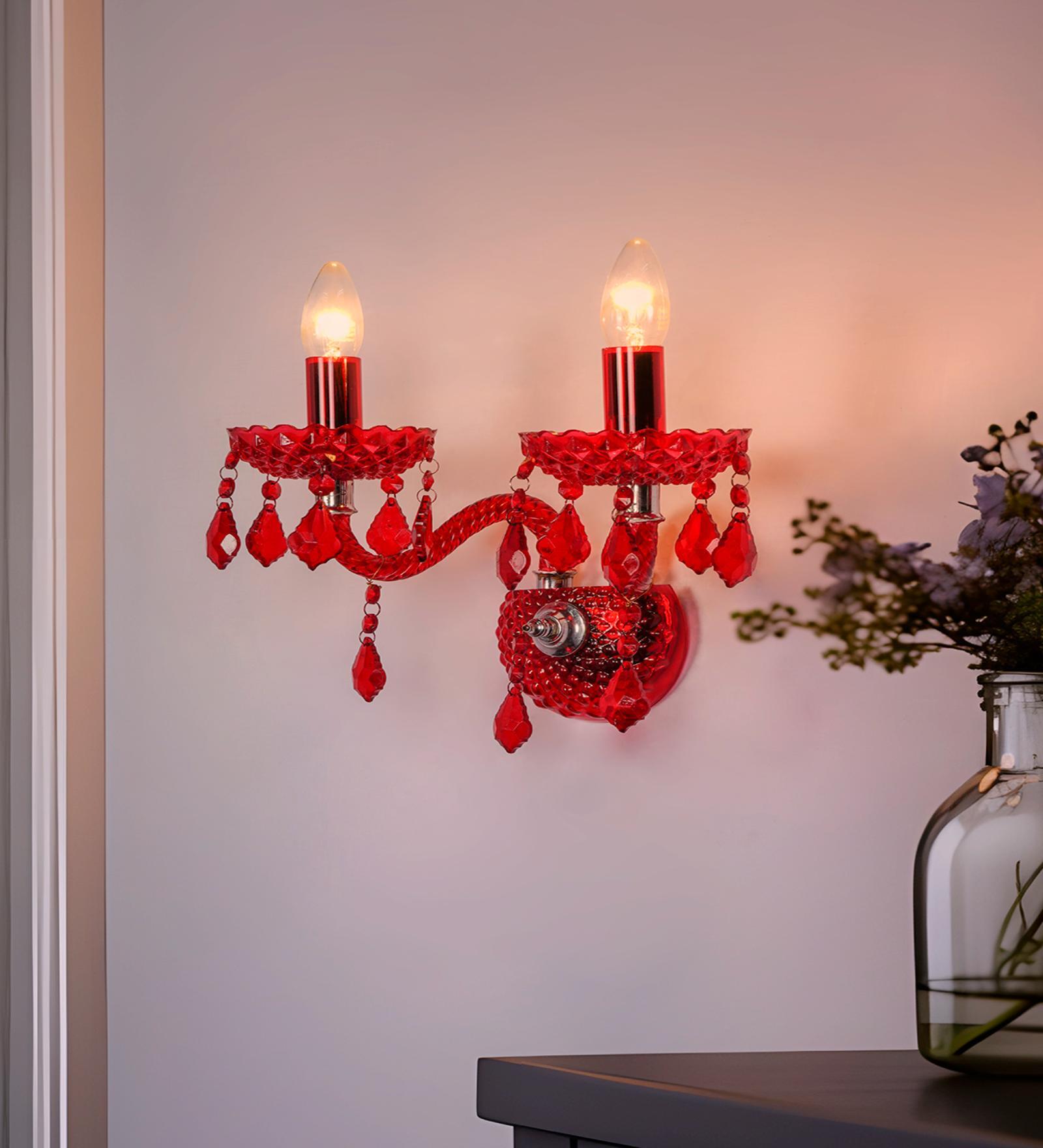 Buy Glass Candle Wall Light (Red) at 5% OFF by Fos Lighting | Pepperfry