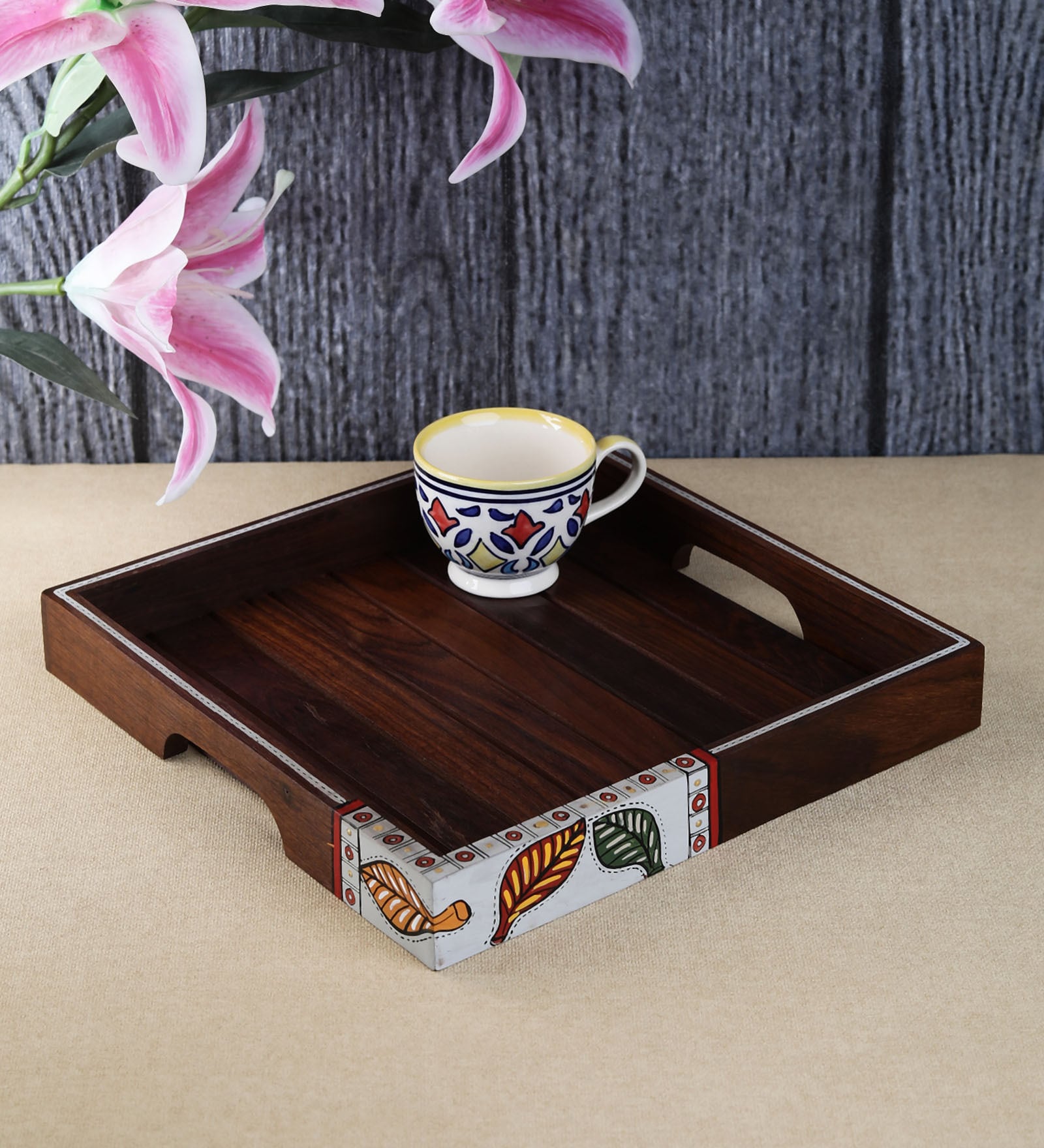 Buy Wooden Square Serving Tray by VarEesha at 32% OFF by Vareesha | Pepperfry