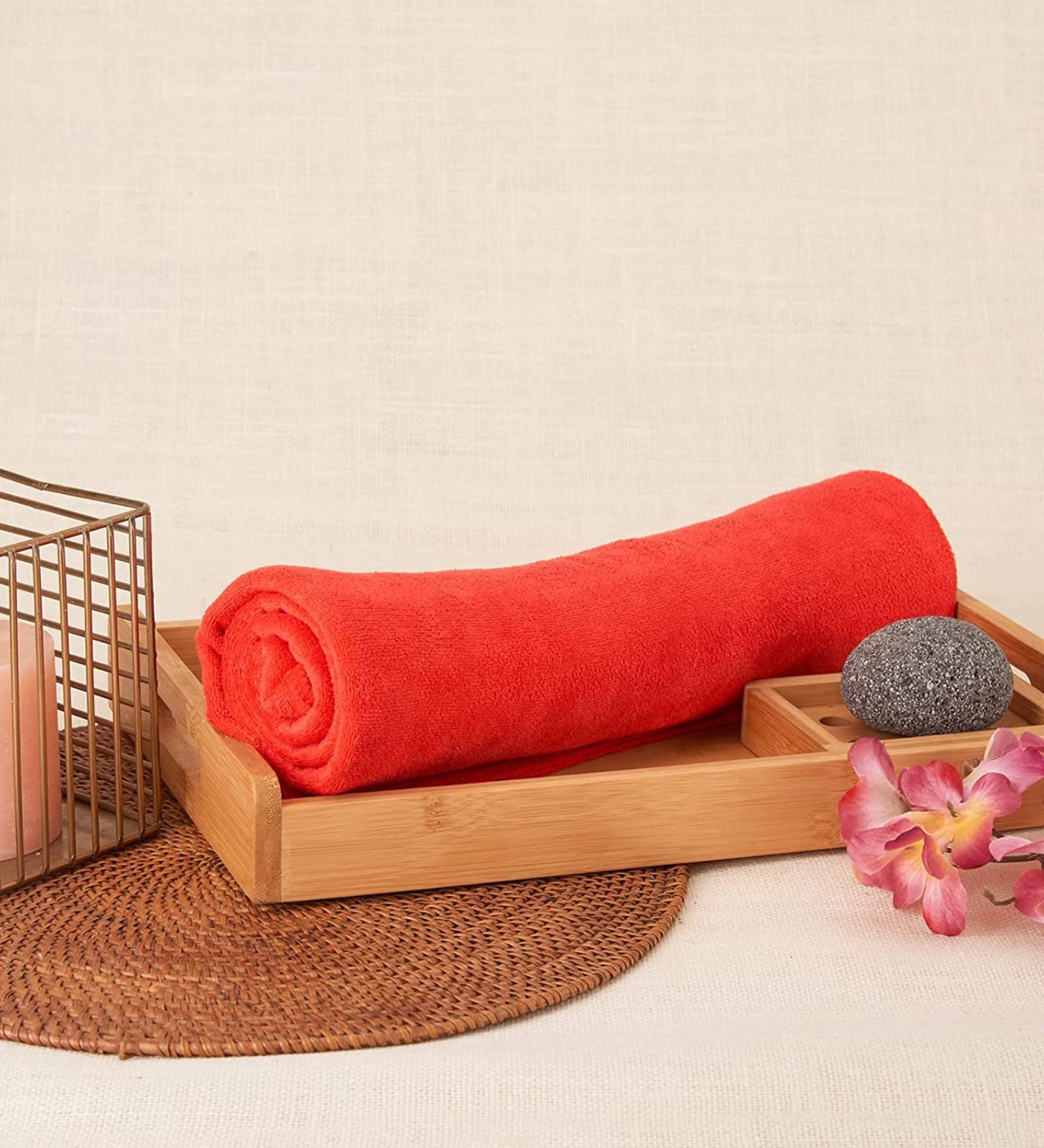 Buy Red Microfiber Solid 400 GSM 2 Pcs Bath Towels at 34% OFF by Black ...