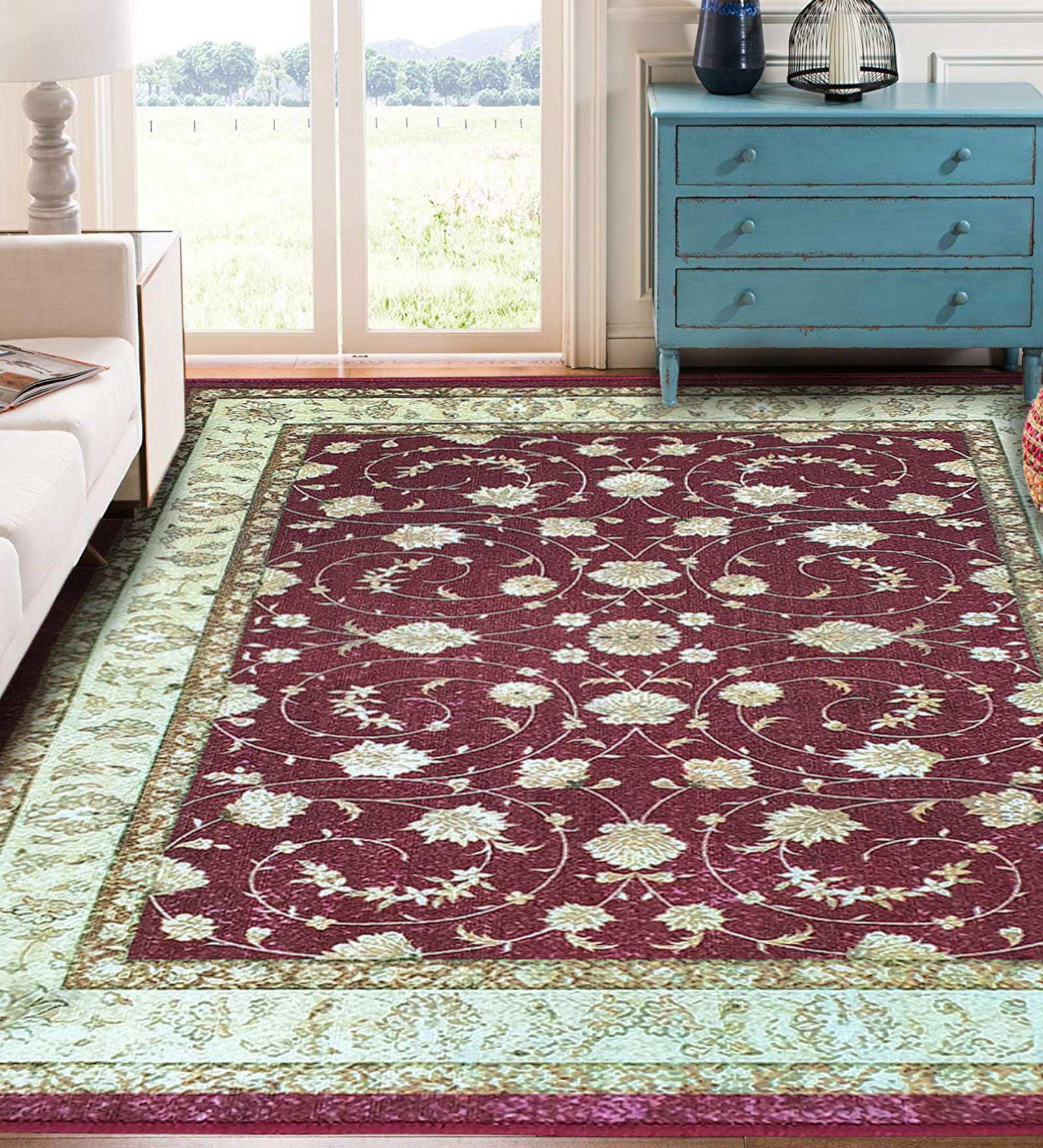 Buy Jacobean Pattern Nylon Machine Made 3 X 5 Feet Carpet at 65% OFF by ...