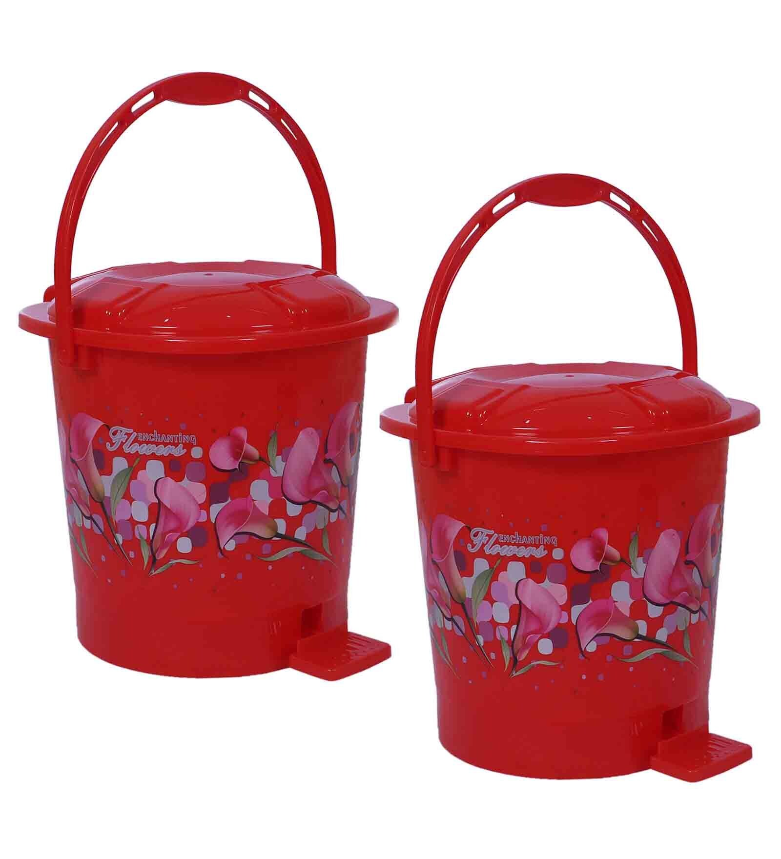 Buy Red Plastic 7 L Pedal & Push 2 Pc Dustbin at 59% OFF by Kuber ...