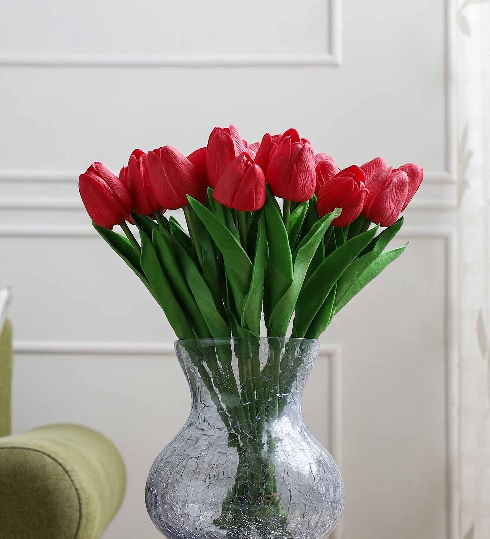 Buy Red Plastic Tulip Artificial Flowers at 23% OFF by Foliyaj | Pepperfry