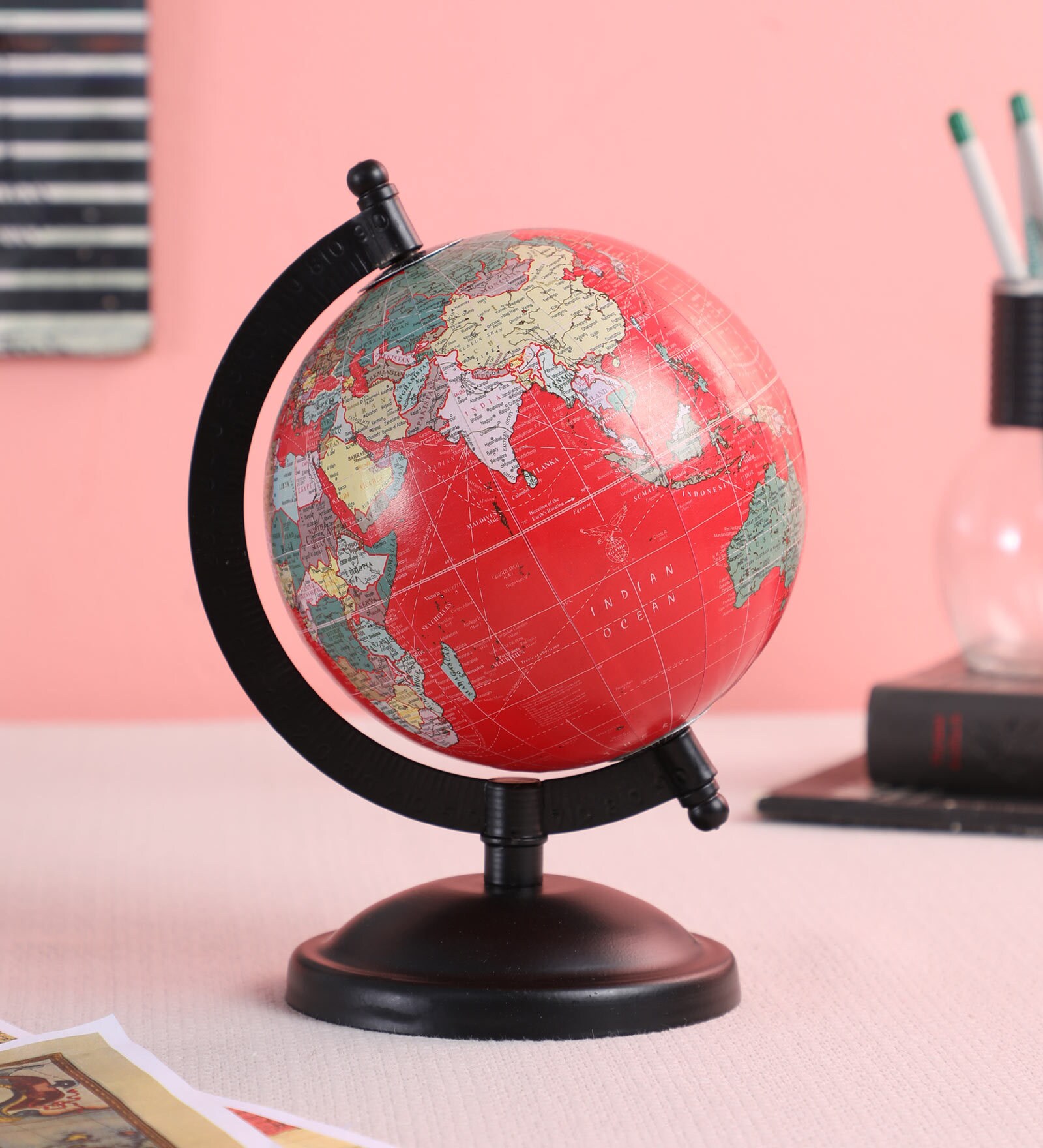 Buy Red Plastic Geographical Map Table Globe at 30% OFF by Imli street ...