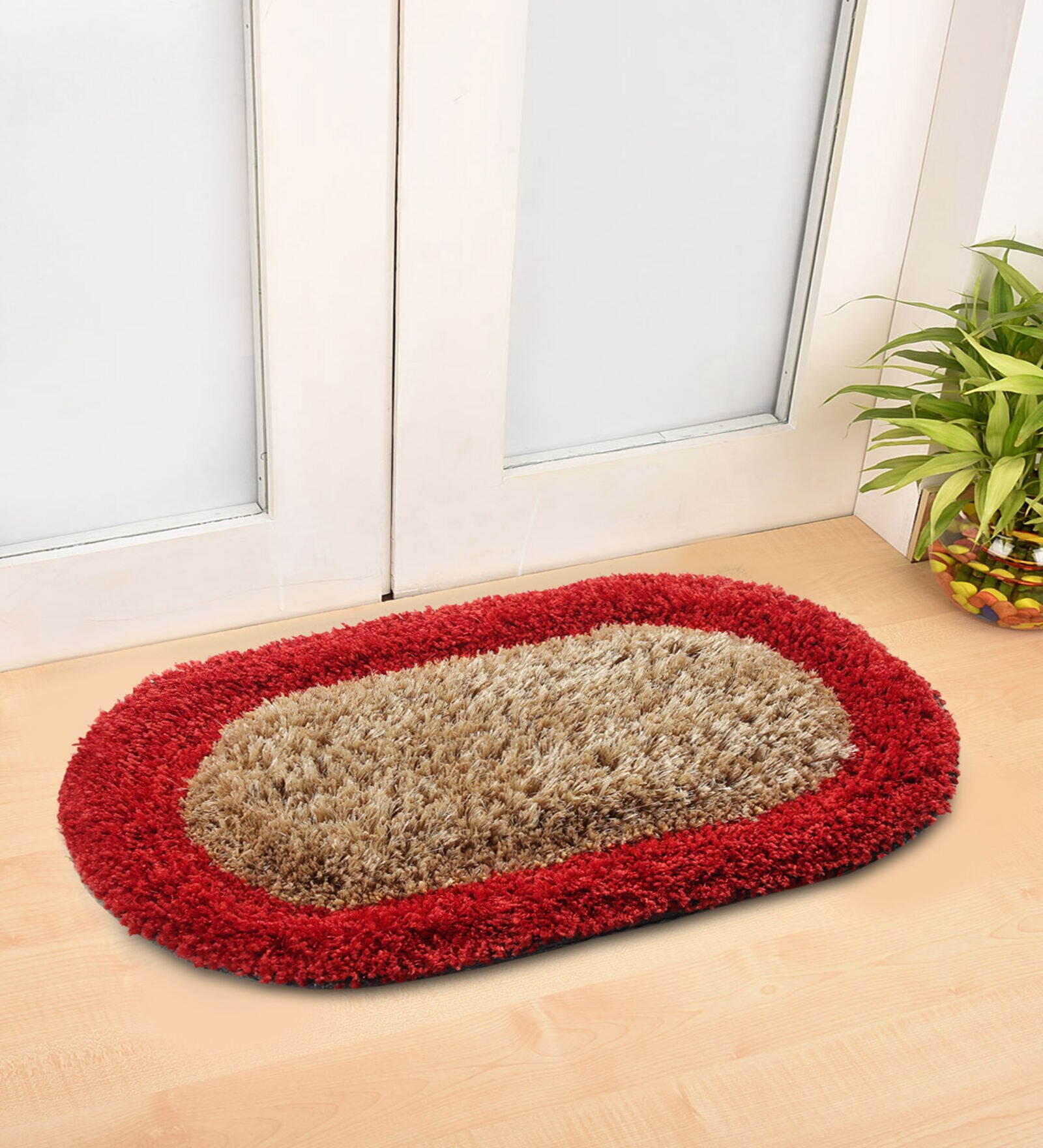 Buy Red Solid Polyester 24 x 16 Inches Anti Skid Door Mat at 70% OFF by ...