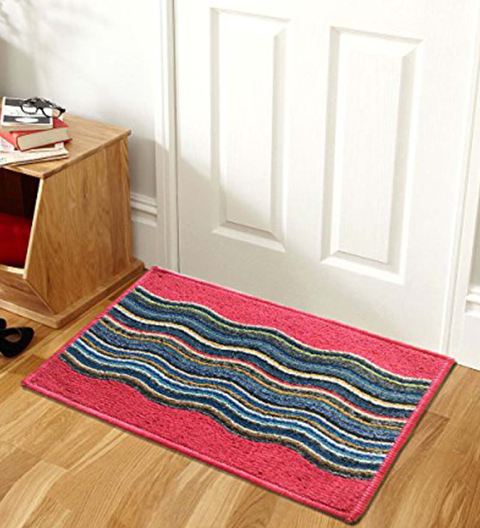 Buy Red Polypropylene Geometric 15x23 inches Anti skid Doormat at 65% ...