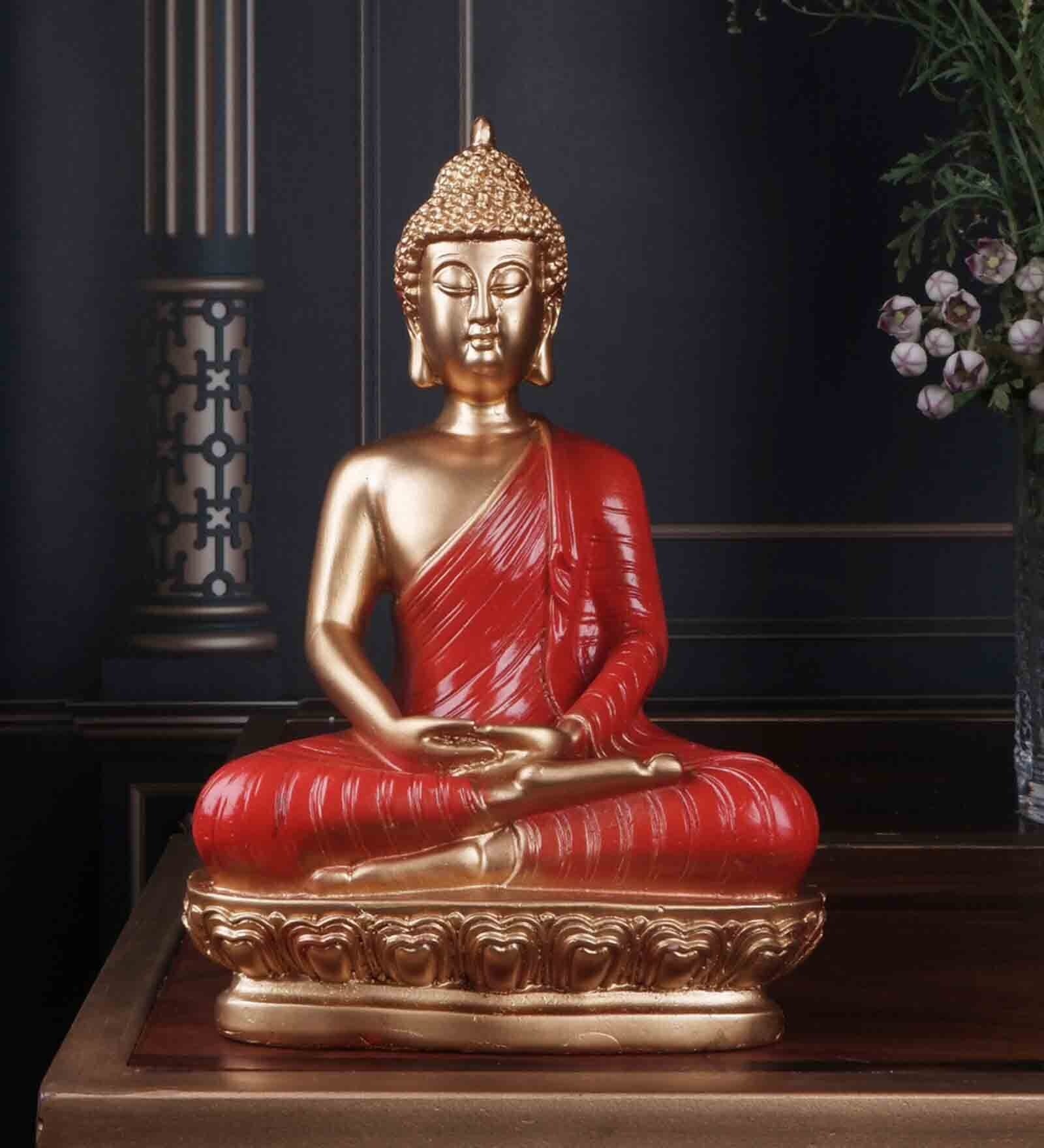 Buy Red Polyresin Premium Buddha Figurine Decor By The White Ink Decor ...