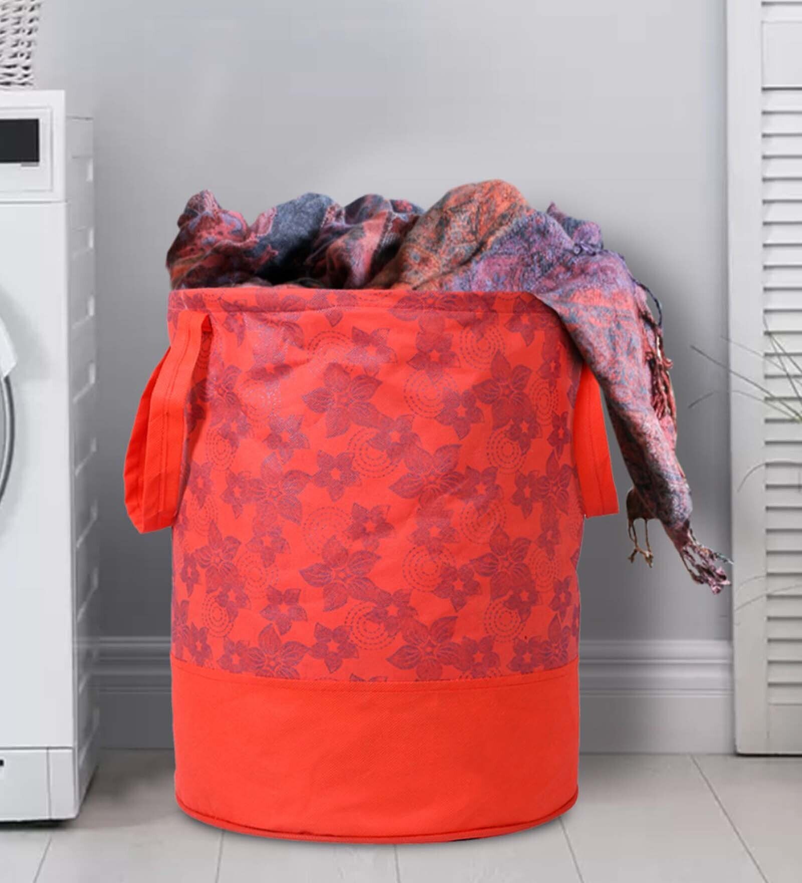 Buy Red Non Woven Foldable 45 Litres Laundry Basket at 37% OFF by Kuber ...