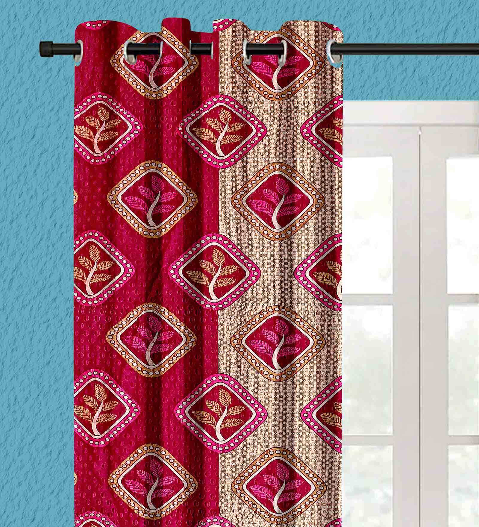 Buy Red Polyester Semisheer 5 Feet Eyelet Curtain (1 Piece) by ...