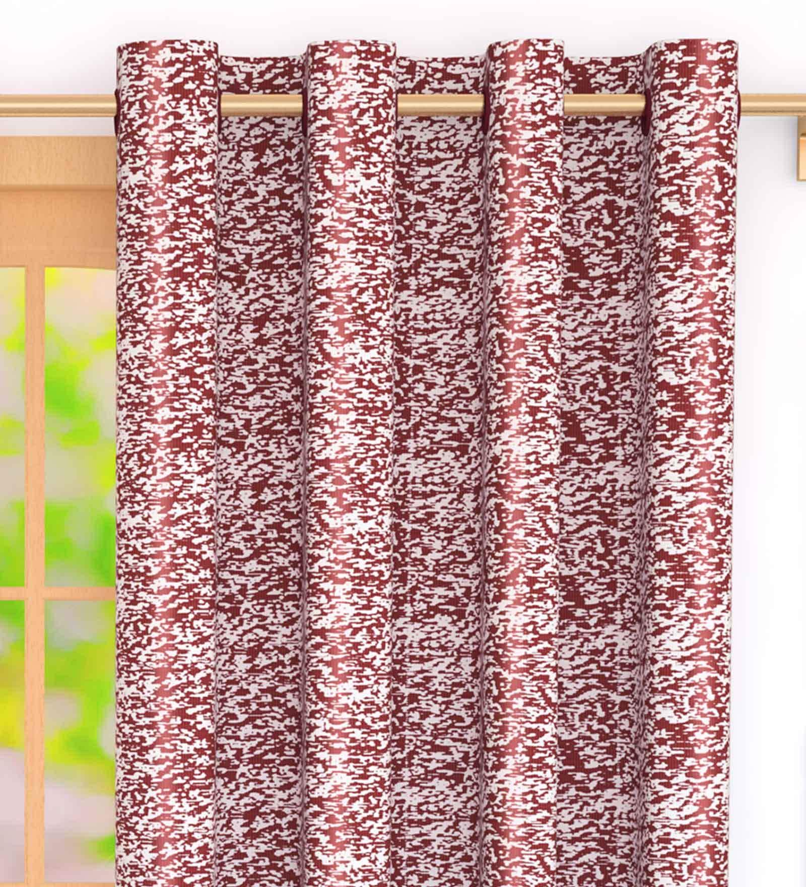 Buy Red Semi sheer Jacquard 5 feet Curtain at 68% OFF by Story@Home ...