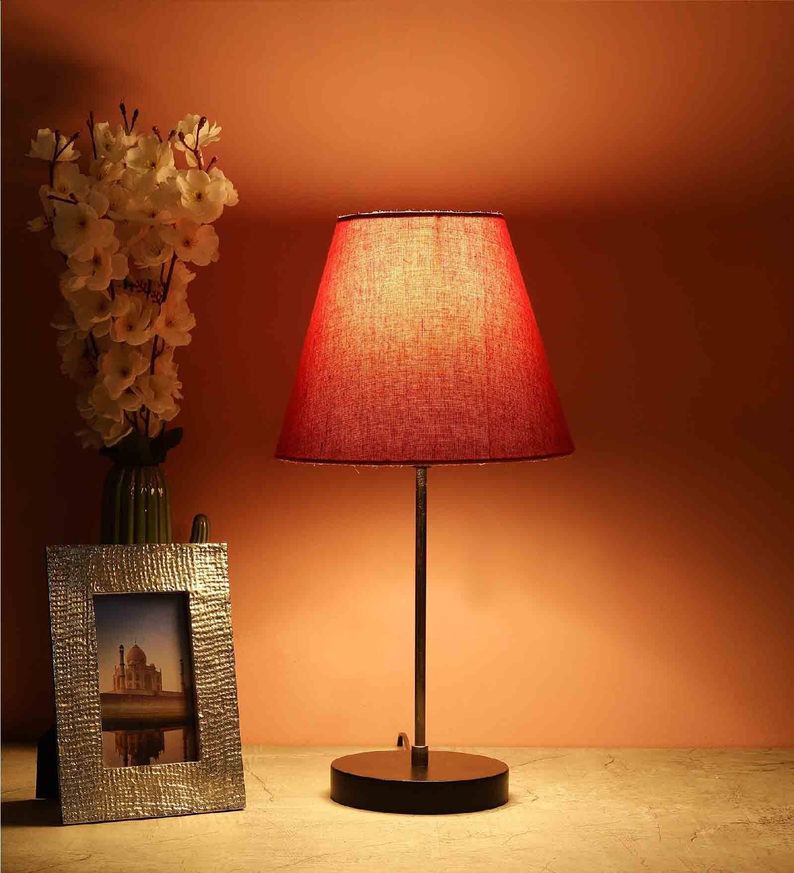 Buy Yogasana Red Fabric Shade Night Lamp With Aluminium Base at 35% OFF ...