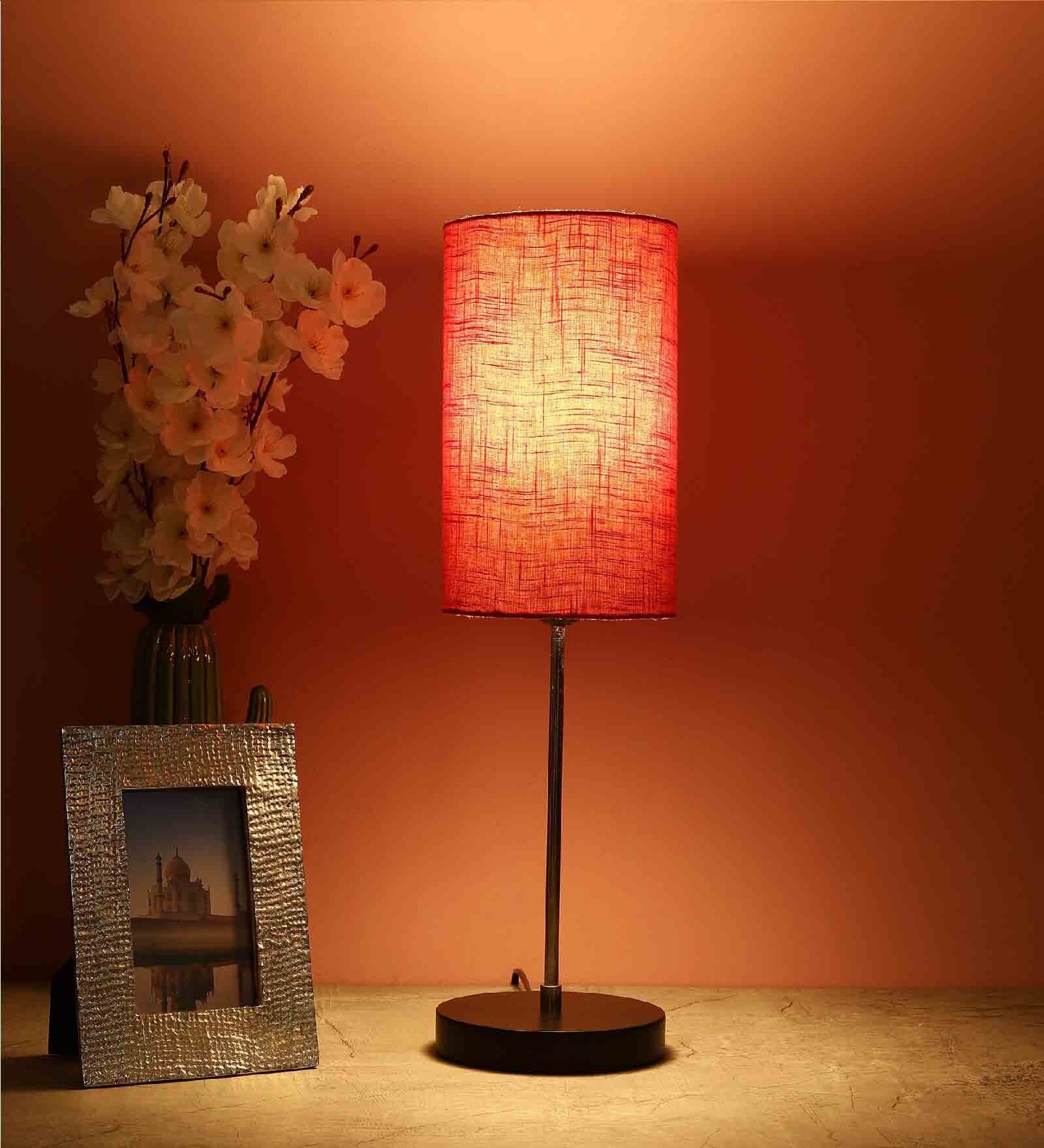 Buy Matteo Red Fabric Shade Night Lamp With Aluminium Base at 35% OFF ...