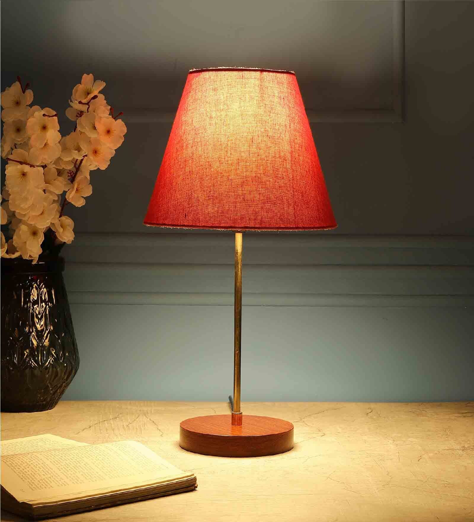 Buy Vigo Red Fabric Shade Night Lamp With Aluminium Base at 23% OFF by ...