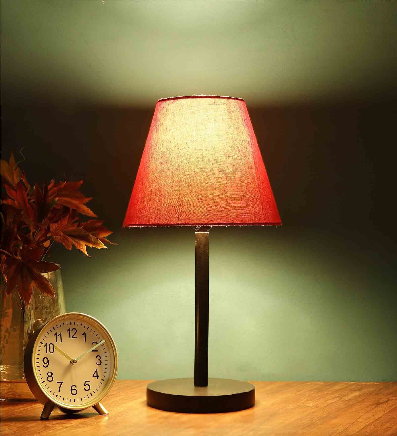Buy Carolie Red Fabric Shade Night Lamp With Metal Base at 35% OFF by ...