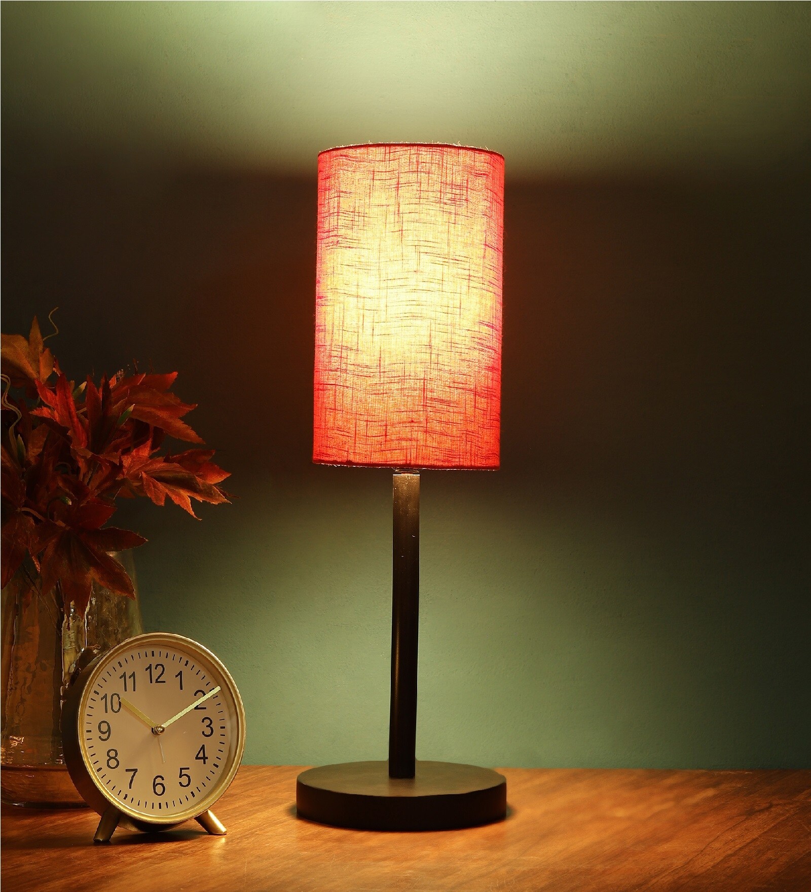 Buy Bling Red Fabric Shade Night Lamp With Metal Base at 21% OFF by BTR ...