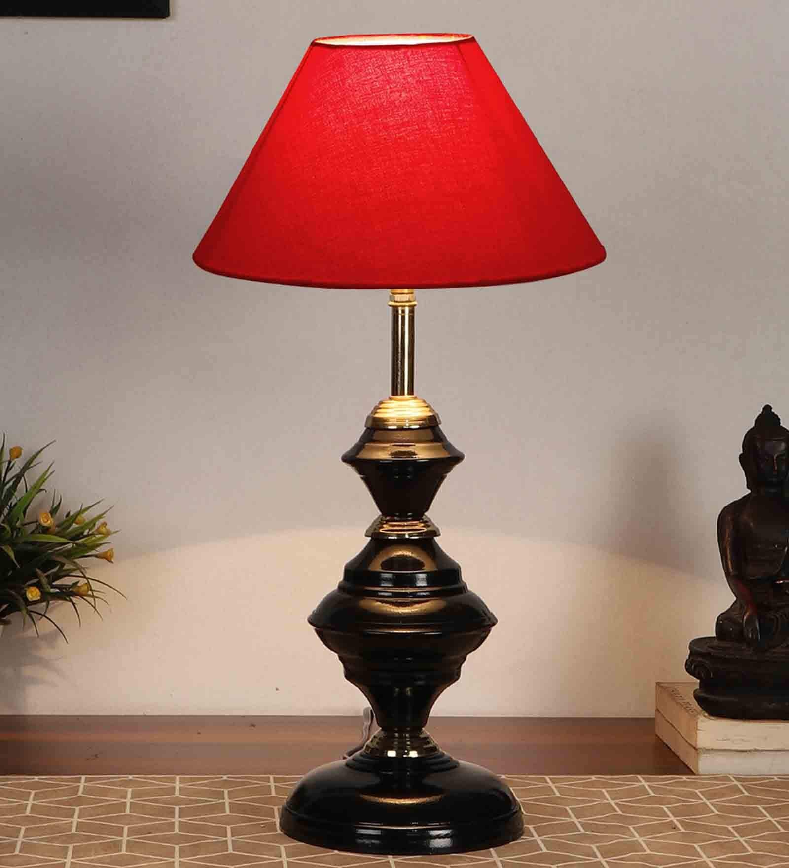 Buy Red Shade Table Lamp With Shade Table Lamp With Iron Base By New ...