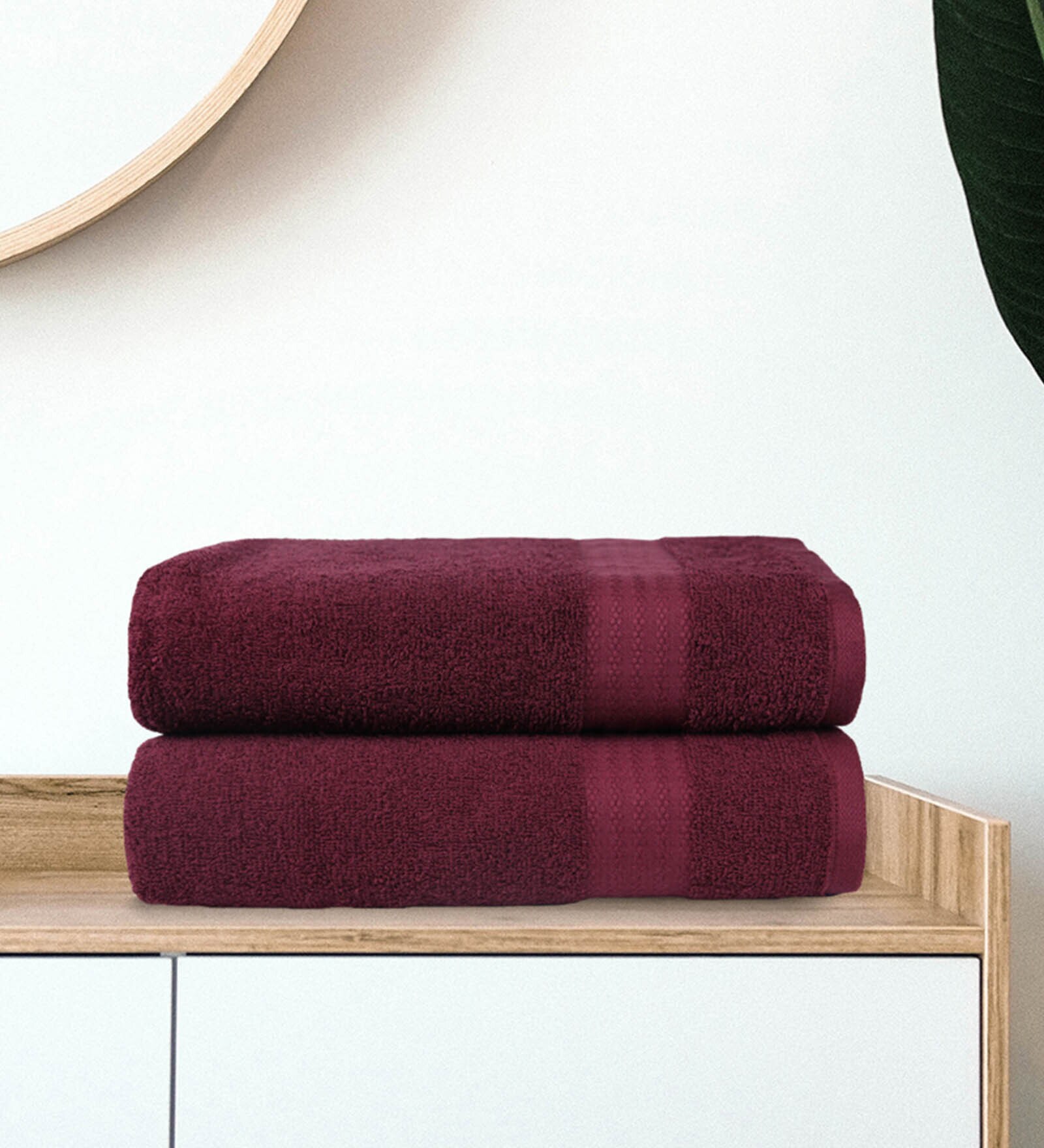 Buy Red Solid 400 GSM Cotton Bath Towels (Set of 2) by Trident at 14% ...