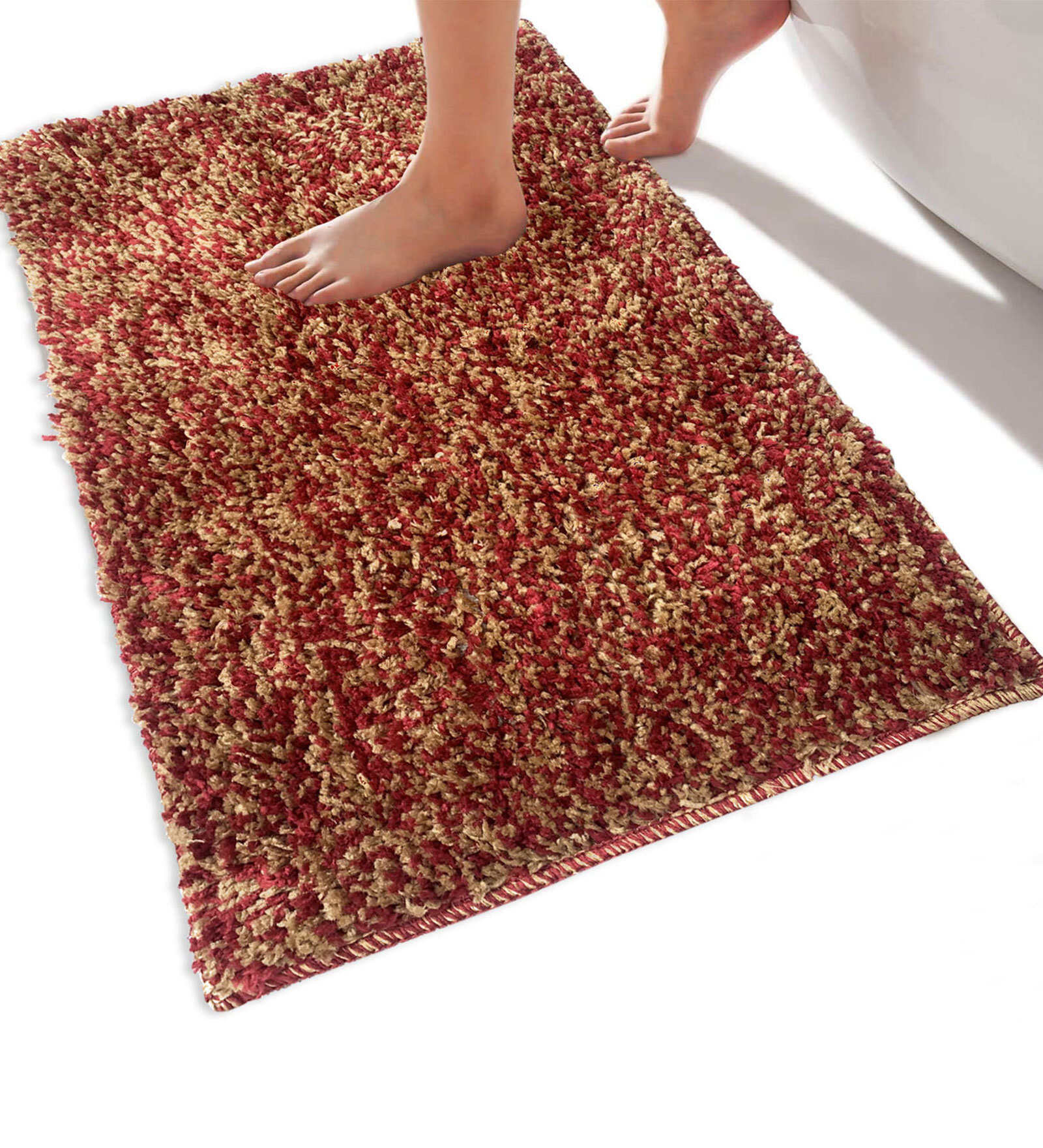 Buy Red Solid Microfibre 23x15 Inches AntiSkid Bath Mat By Luxe Home ...