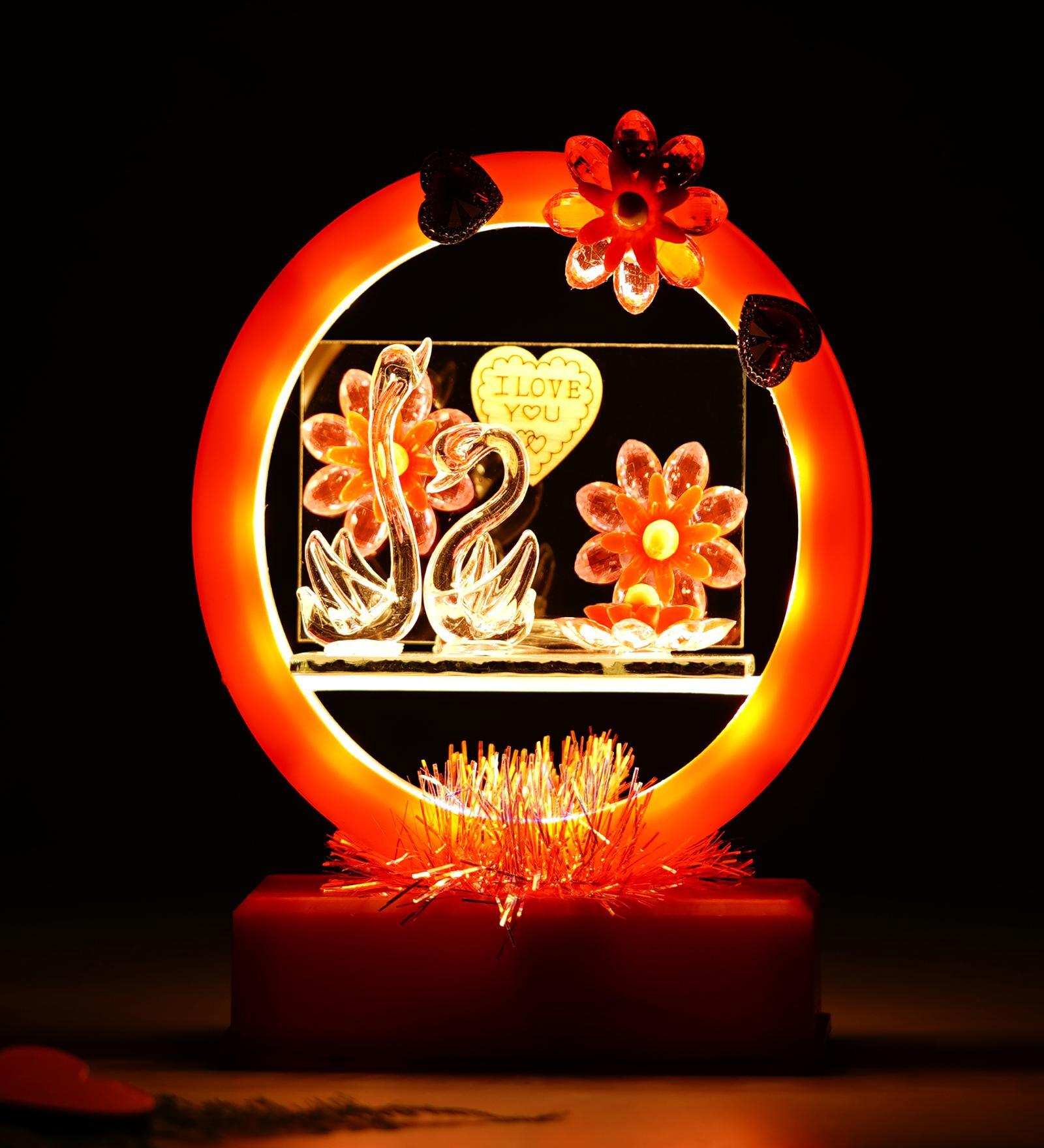 Buy Red Swan With Flower Light Showpiece at 25% OFF by eCraftIndia ...