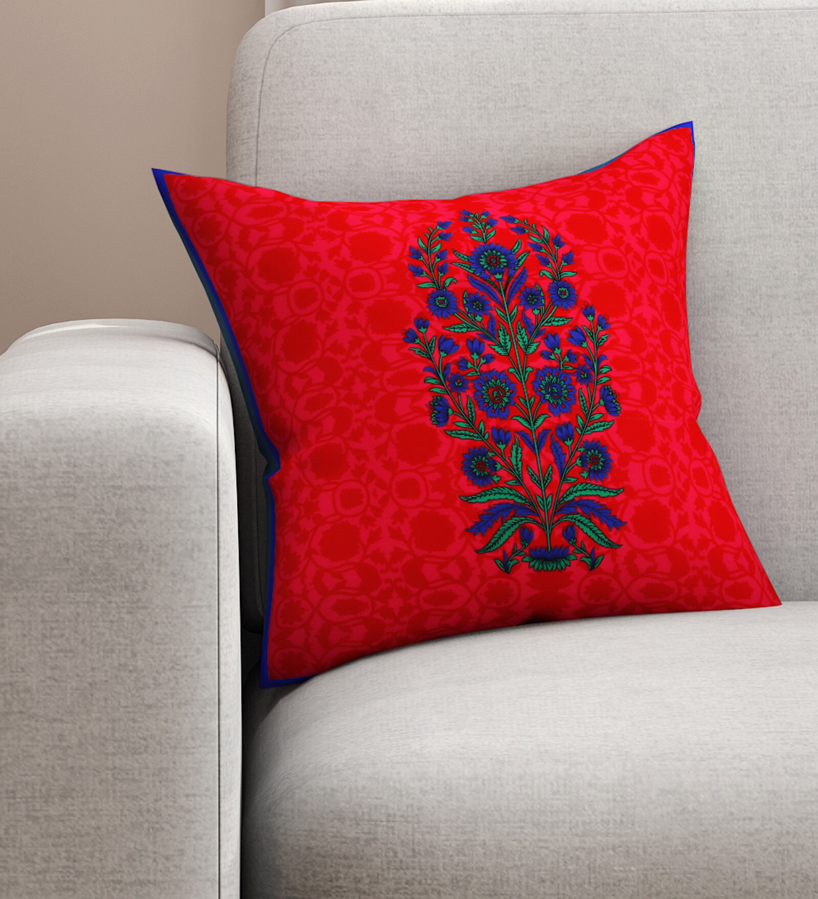 Buy Red Traditional Premium 16 x 16 Inches Cushion Cover by SEJ by ...