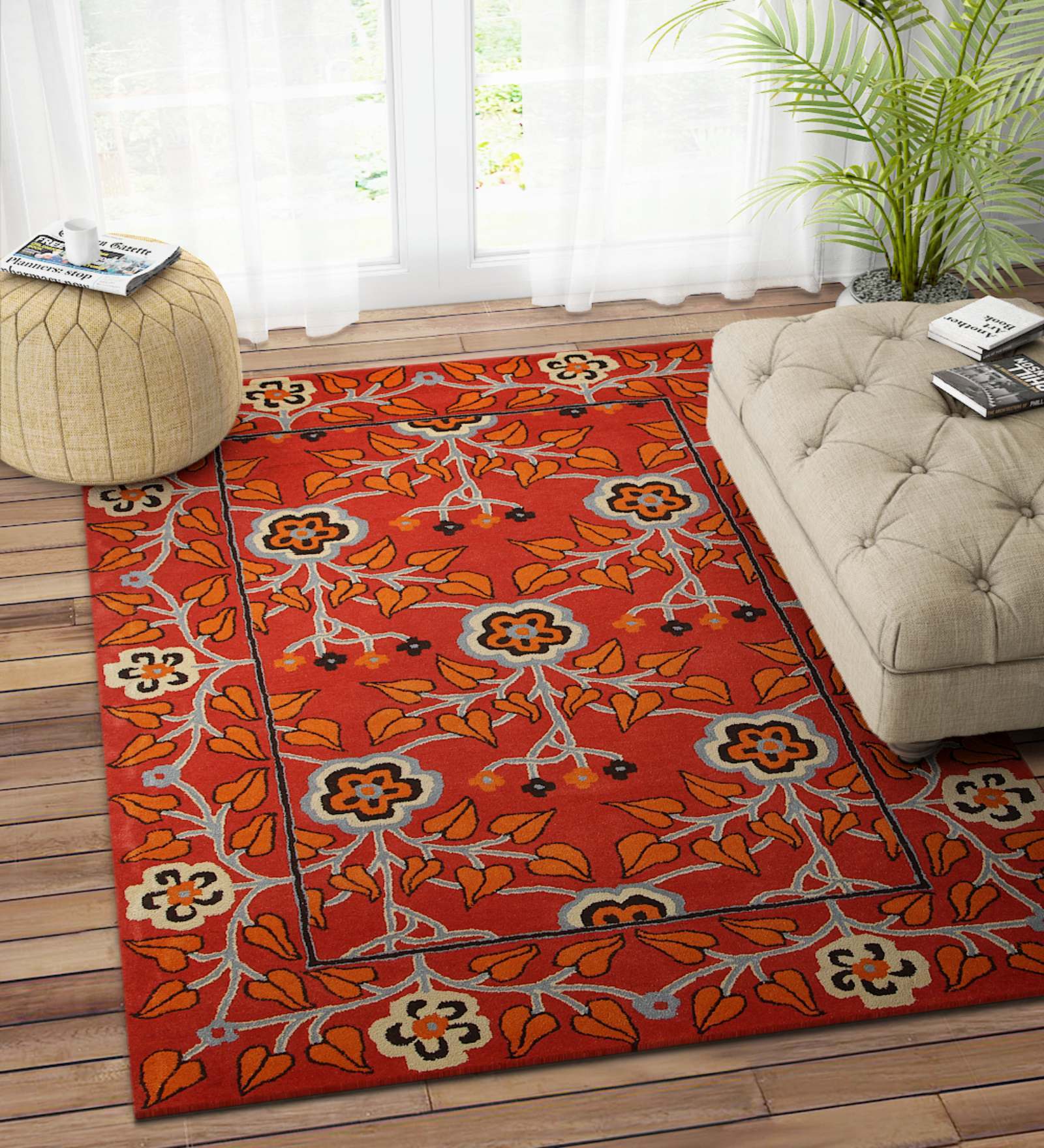 Buy Red Traditional Wool 5ft x 8 ft Hand Tufted Carpet at 37% OFF by ...