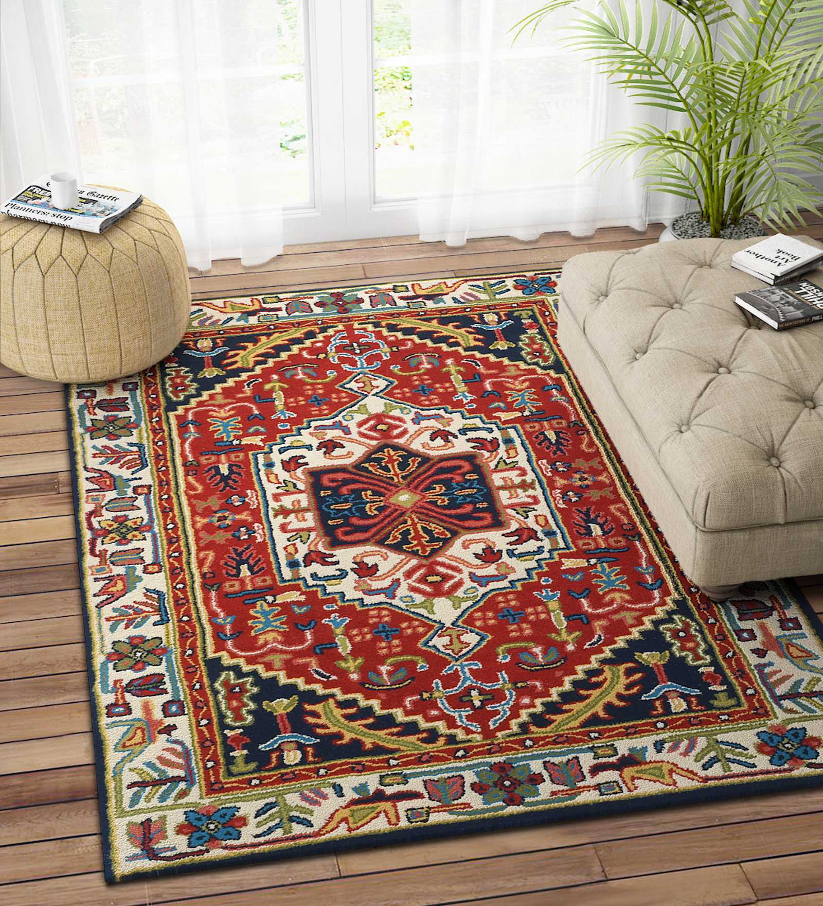 Buy Red Traditional Wool 5ft x 8 ft Hand Tufted Carpet at 37% OFF by ...