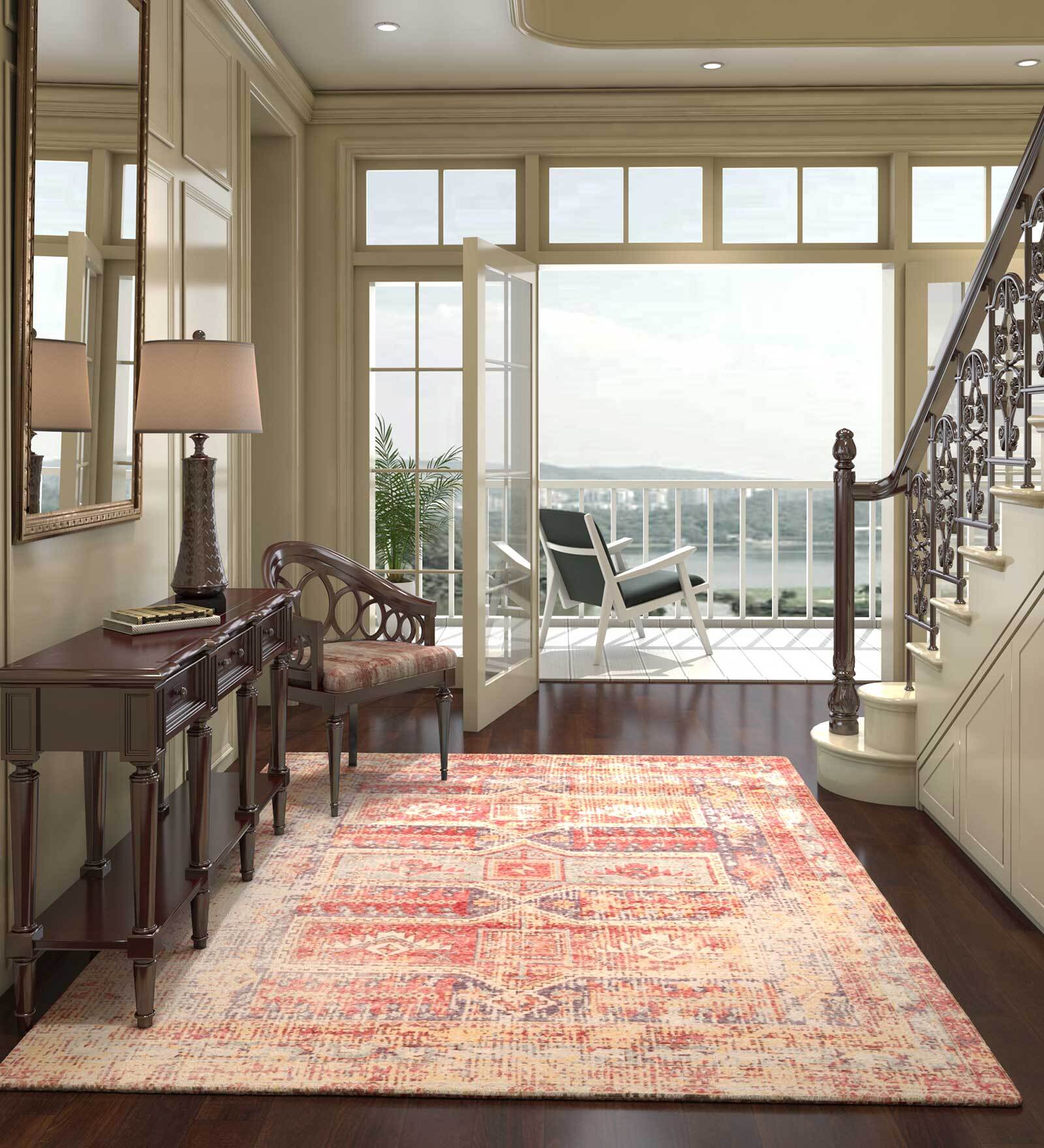 Buy Red Traditional Wool 8 x 10 ft Hand Knotted Carpet by Jaipur Rugs ...