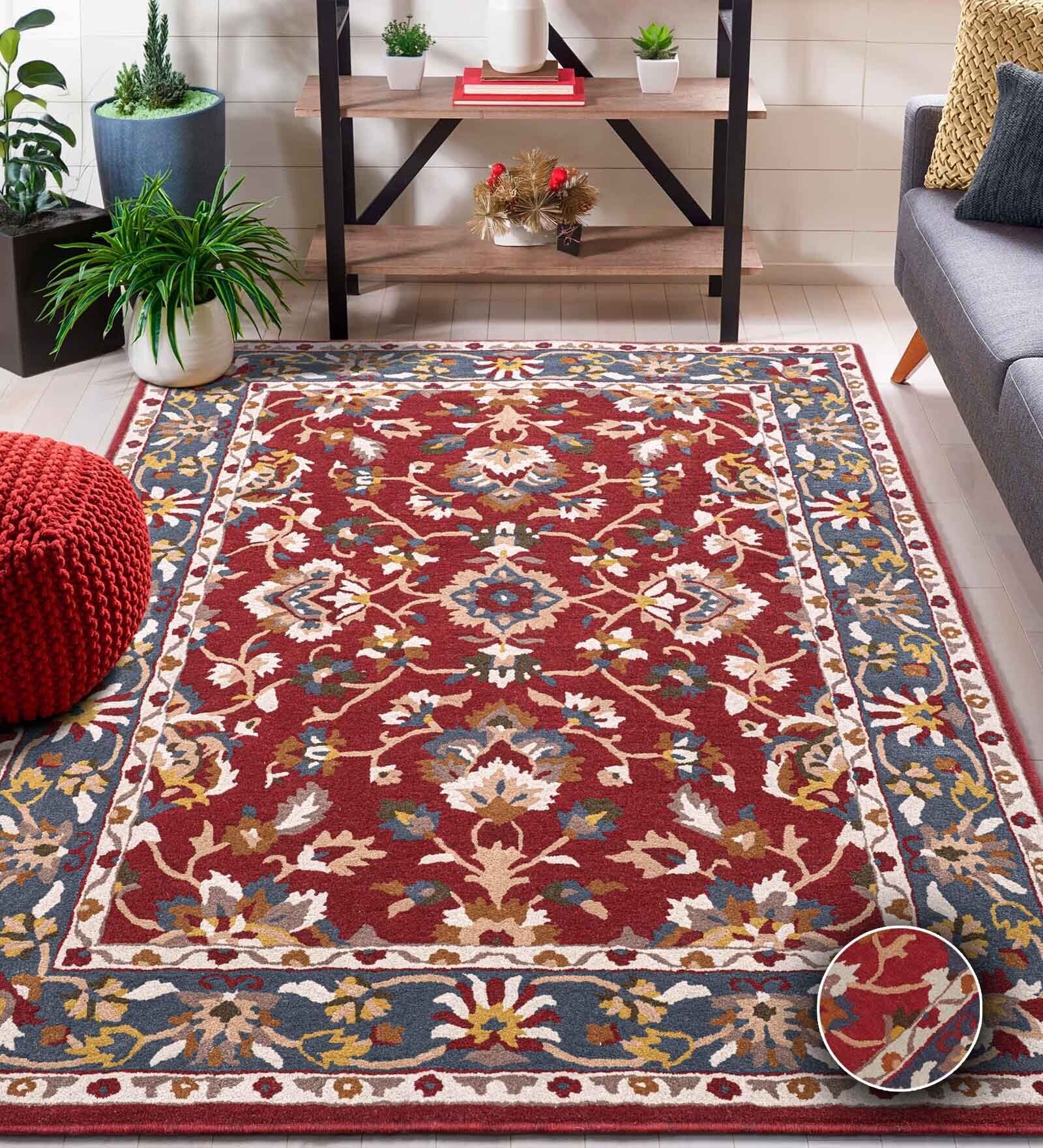 Buy Red Traditional Wool Blend 4' X 6' Hand Tufted Carpet at 9% OFF by ...