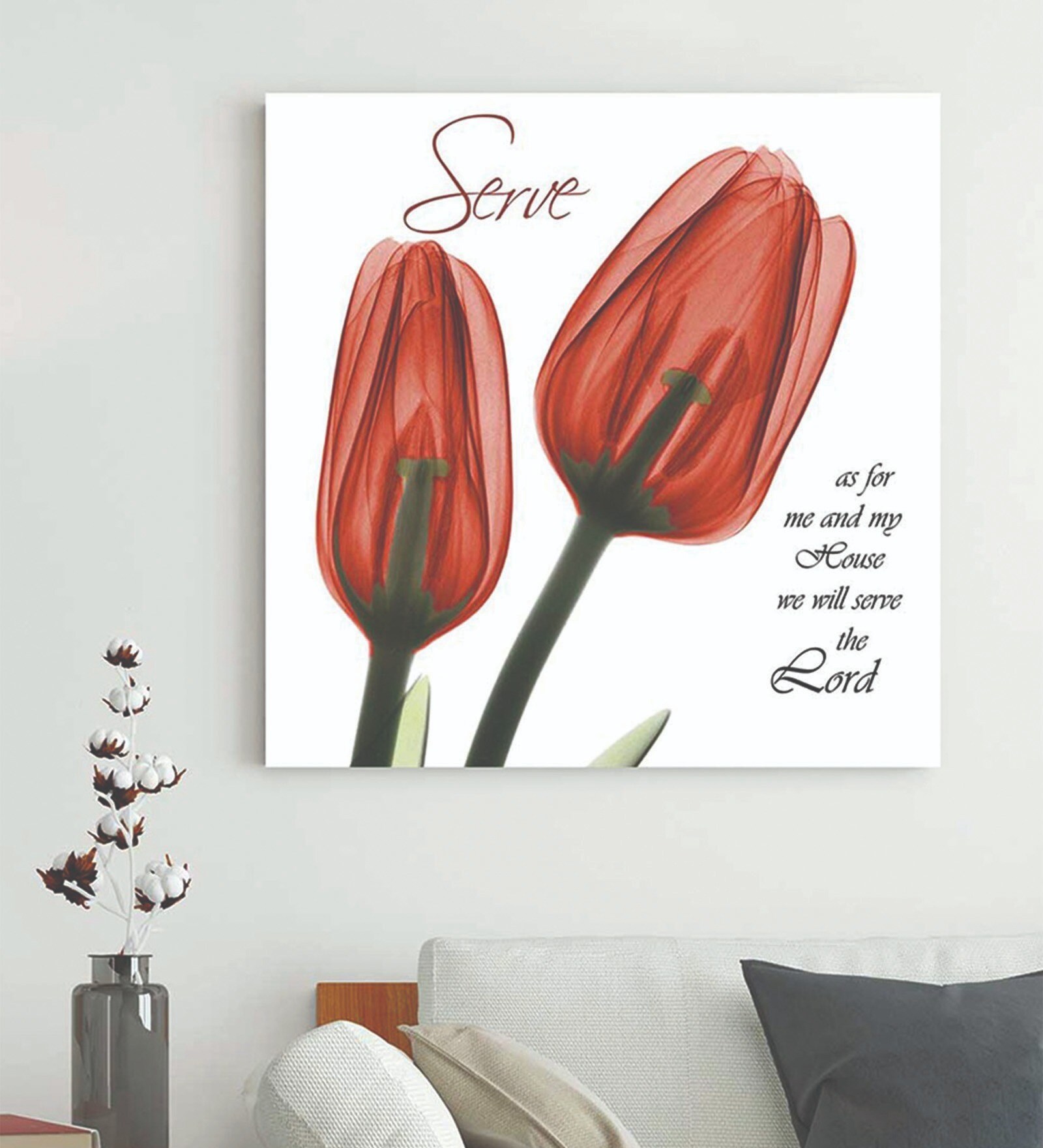 Buy Red tulips serve Poster Print Flower Canvas art Print, Modern X-Ray ...