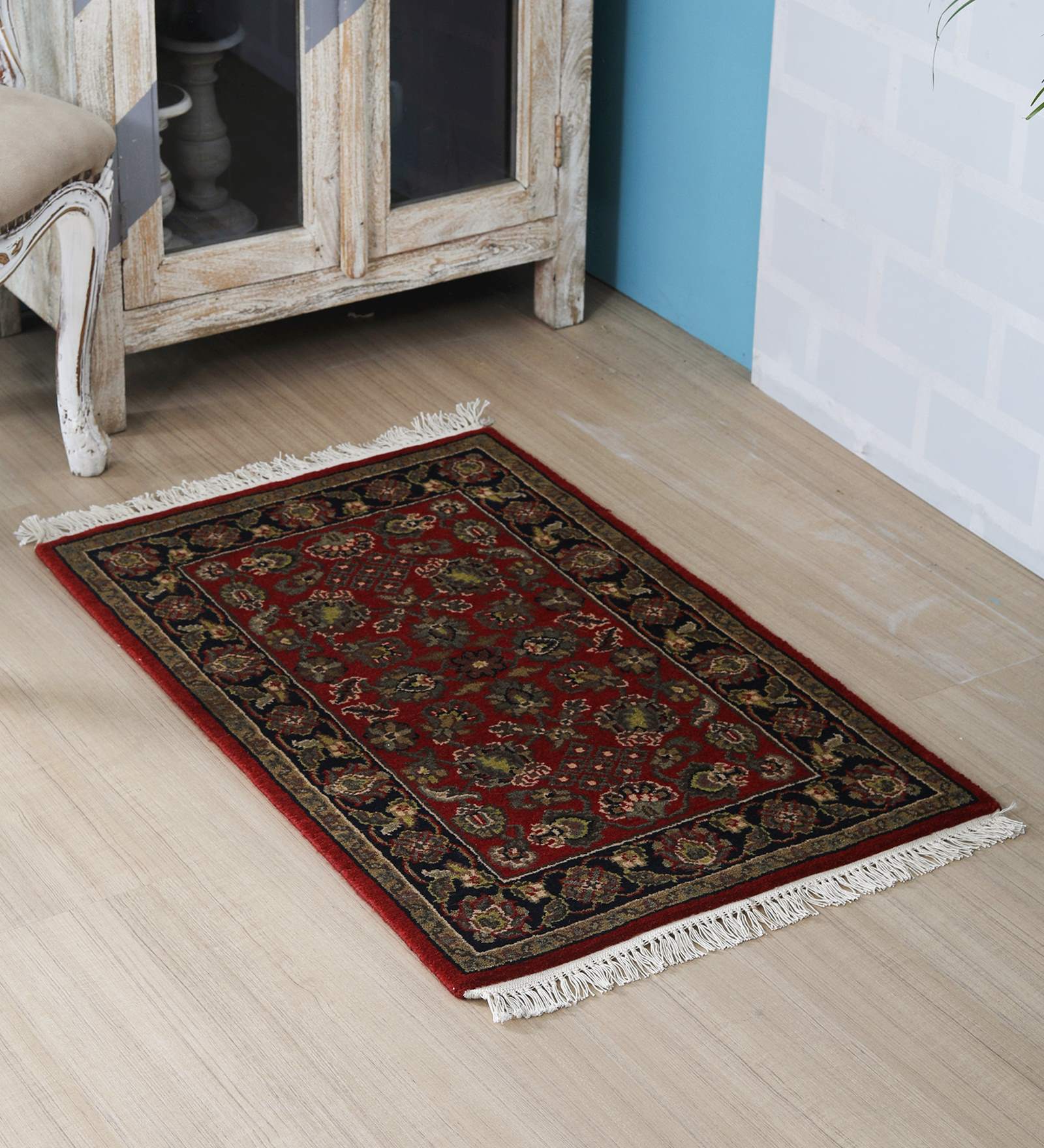 Buy Red Wool and Cotton Persion 2x3 Feet Prayer Mat by Carpet Overseas ...