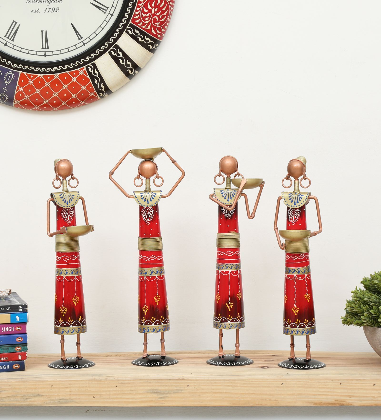 Buy Red Wrought Iron Human Figurine Set Of 4 at 35% OFF by Godeccor ...