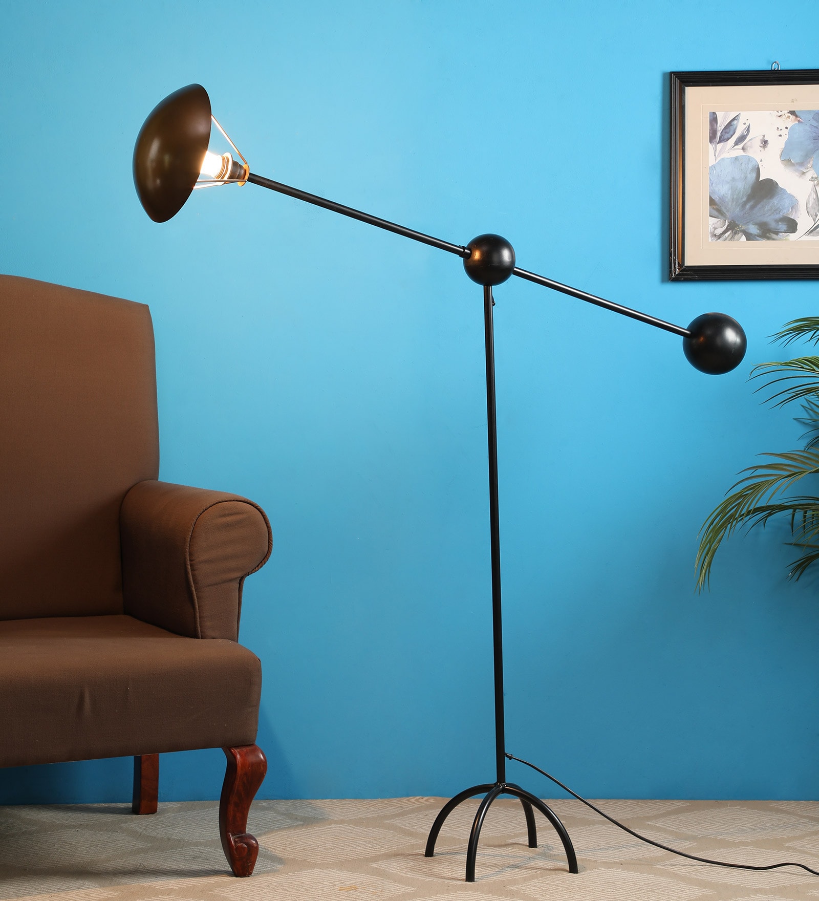 Buy Reflective Metal Shade Floor Lamp with Black Base - By Lal10 at 20% ...