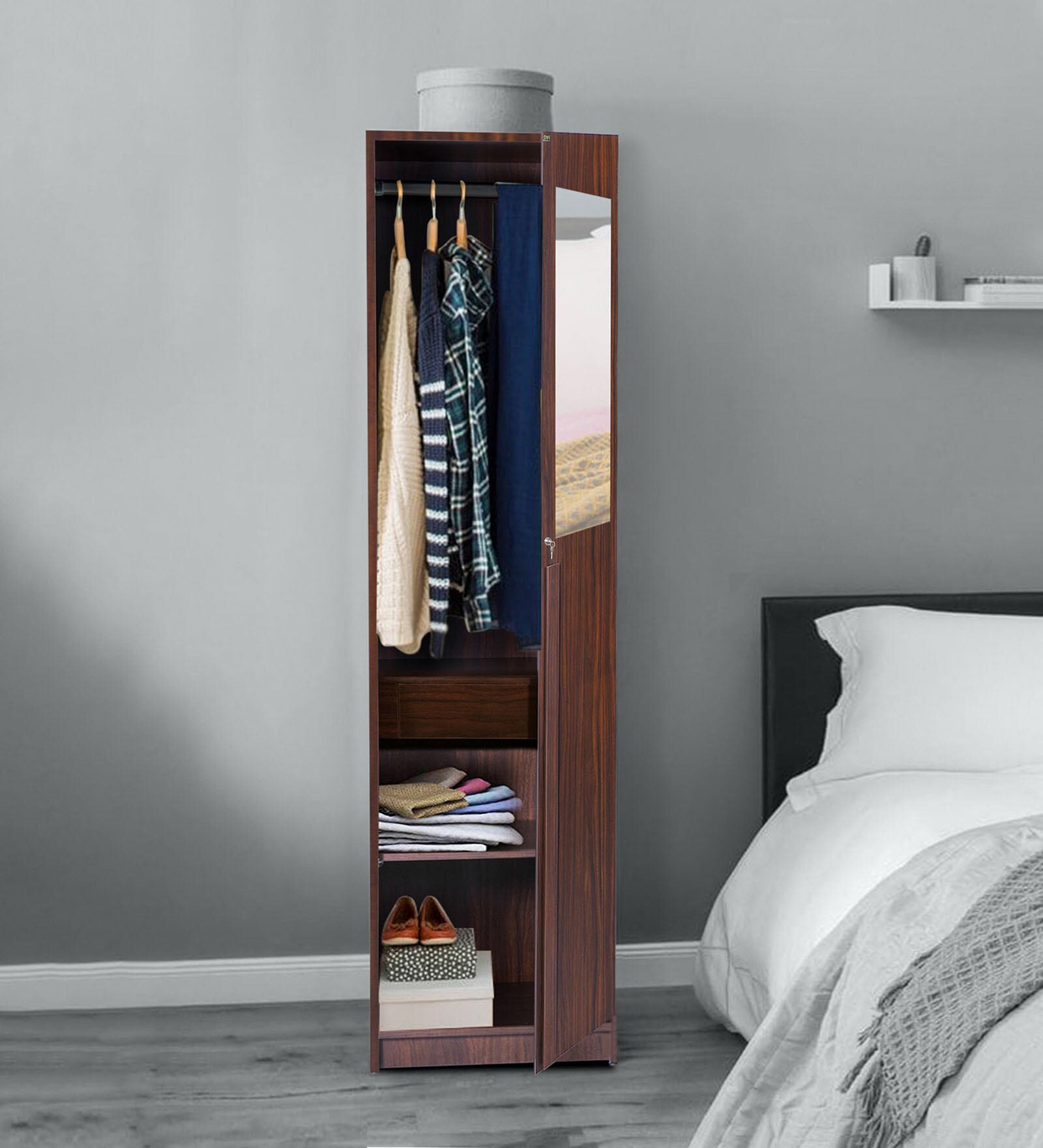 Buy Regal 1 Door Wardrobe in Walnut Suede Finish at 30% OFF by Trevi ...