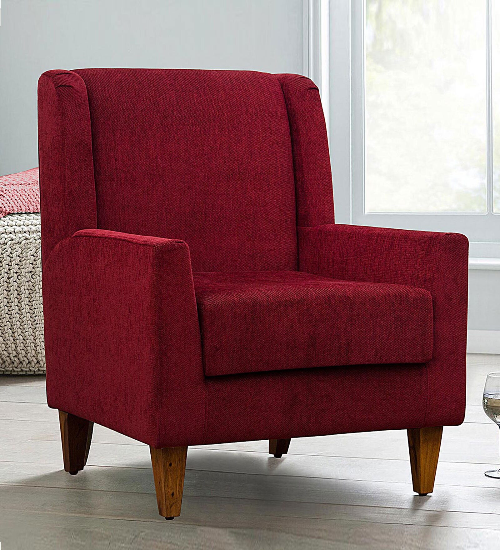 Buy Regina Wing Chair In Maroon Colour at 10% OFF by Care Furniture ...