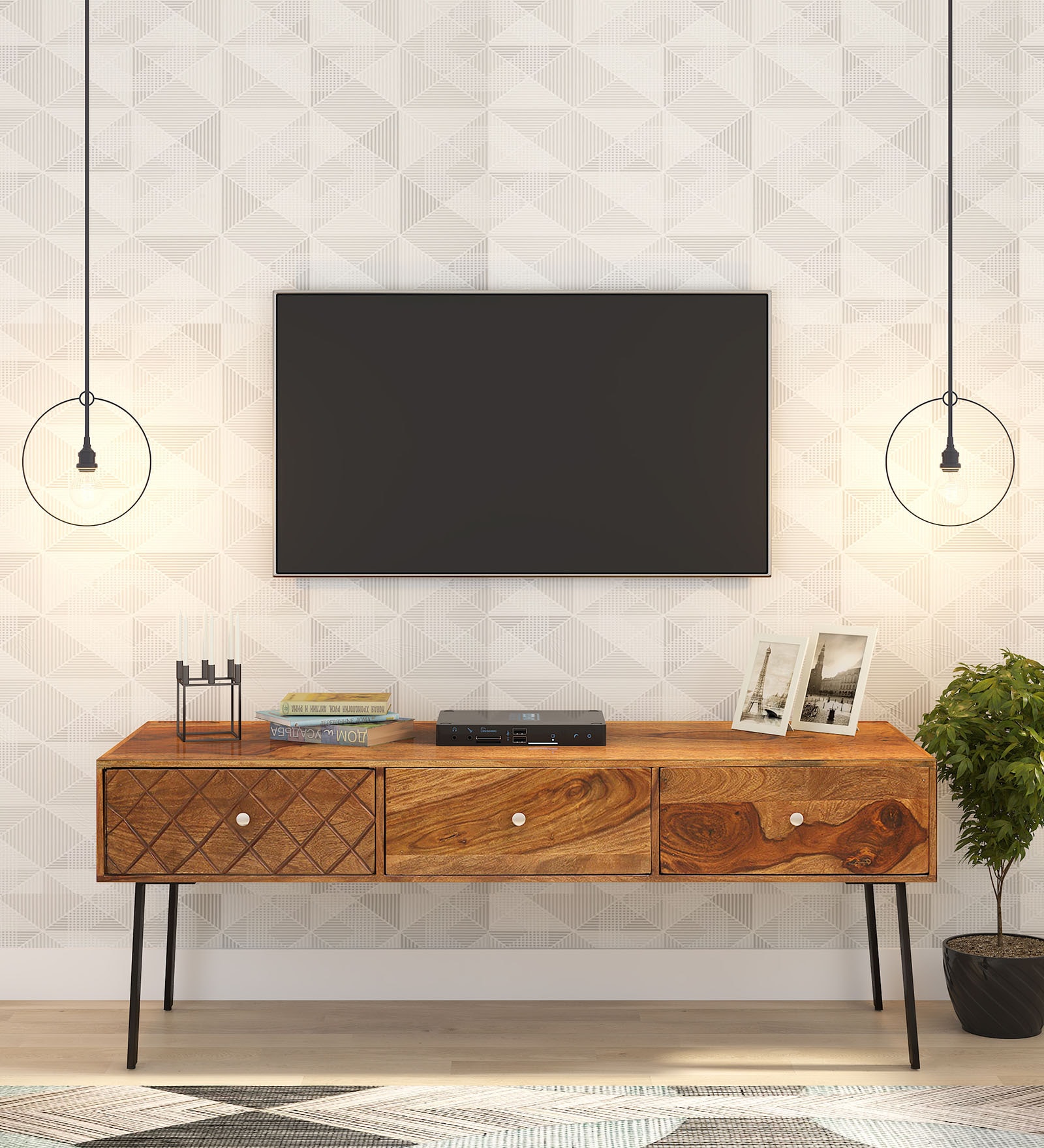 Buy Remington Solid Wood TV Unit in Rustic Teak Finish at 3% OFF by ...
