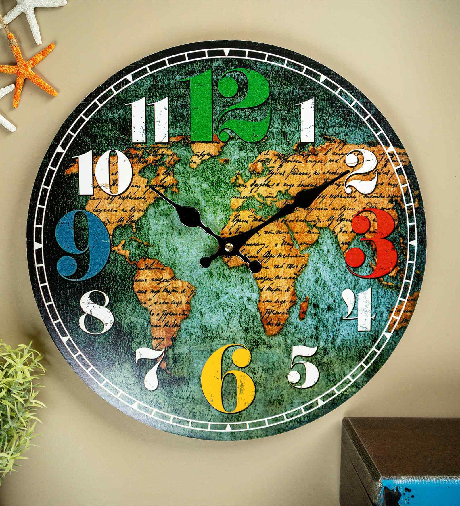 Buy World Map Dial Wall Clock at 20% OFF by Eazywagon | Pepperfry