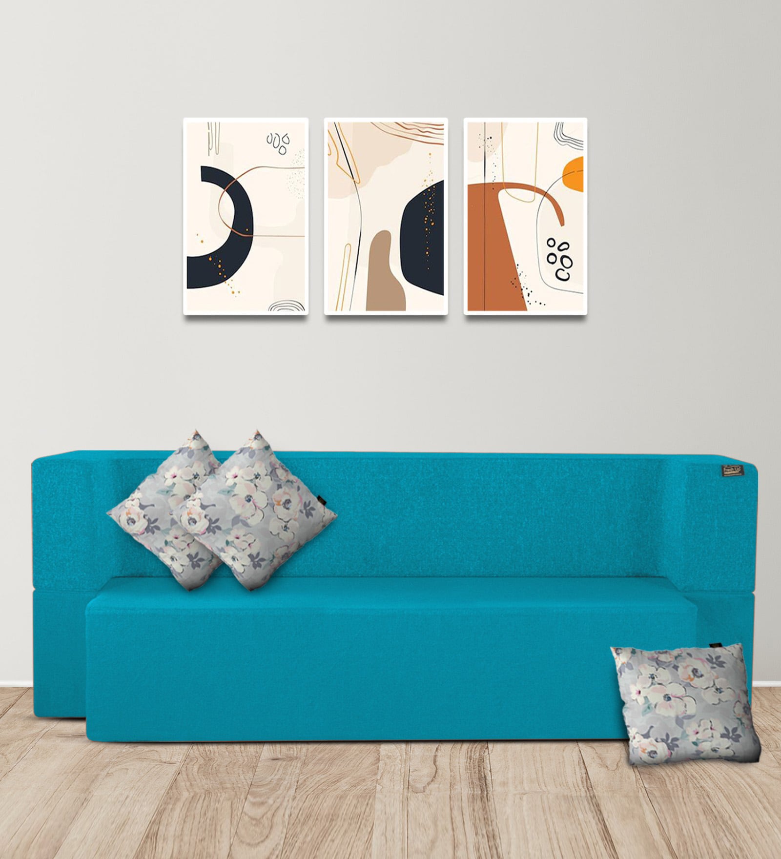 Buy Rey 14 Inch PU Foam (72x36) In Blue Colour Single Size Sofa Cum ...