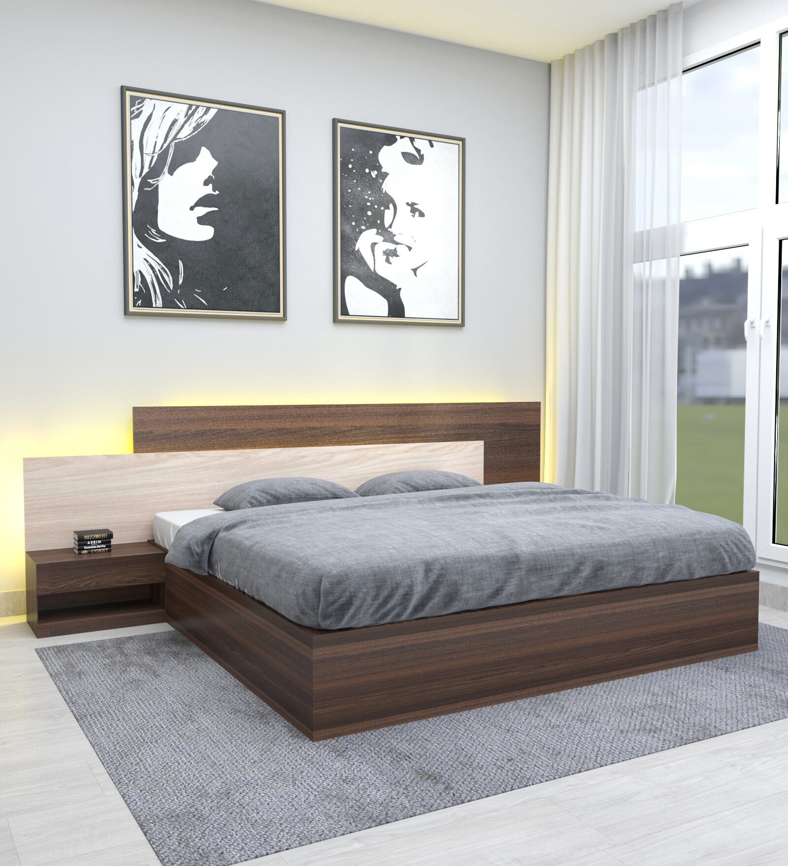 Buy Rey King Size Bed In Rolex Light & Dark Finish With Box Storage ...
